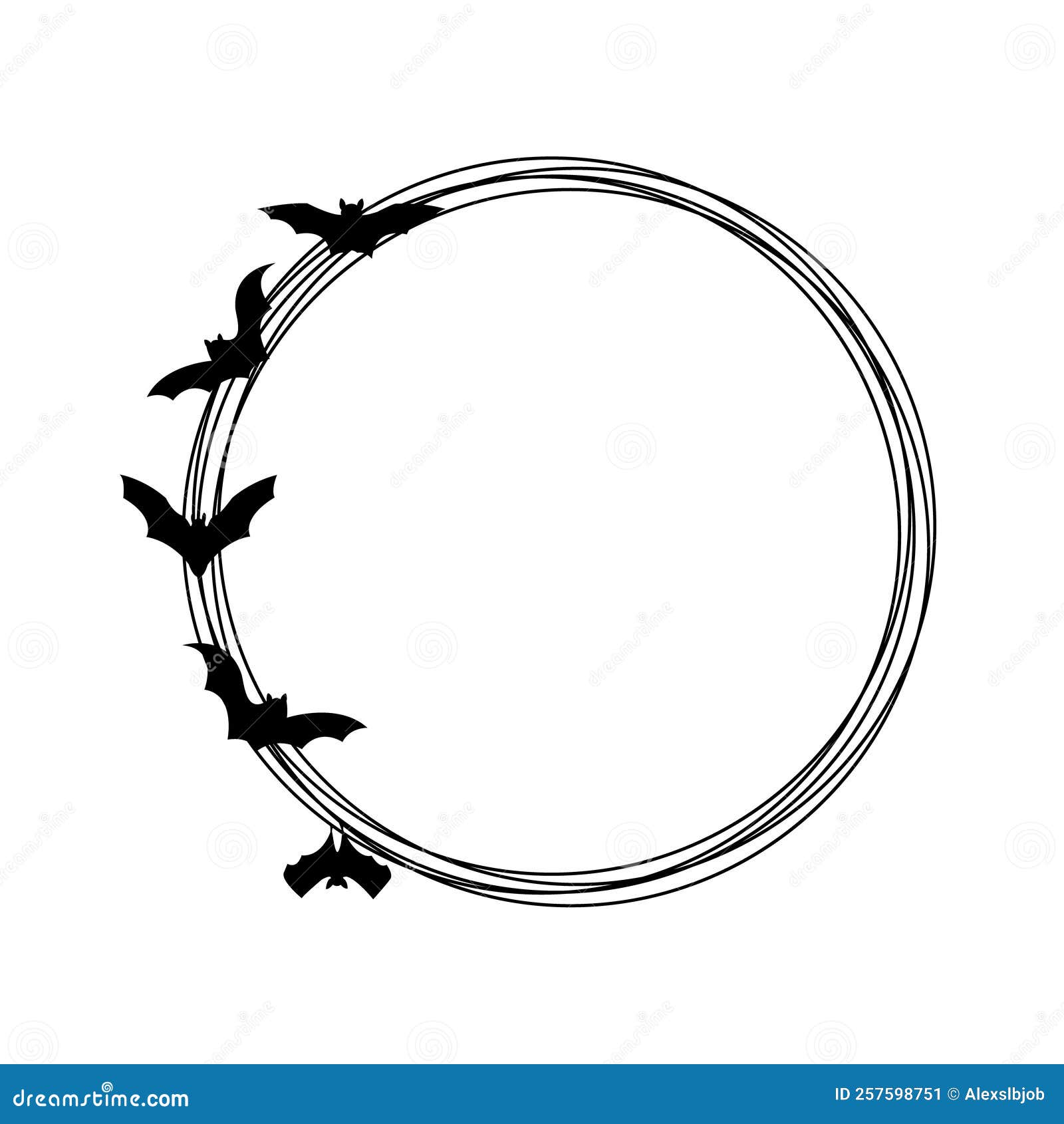 Bats are Sitting in a Circle. Round Frame Made of Cobwebs on the Theme ...