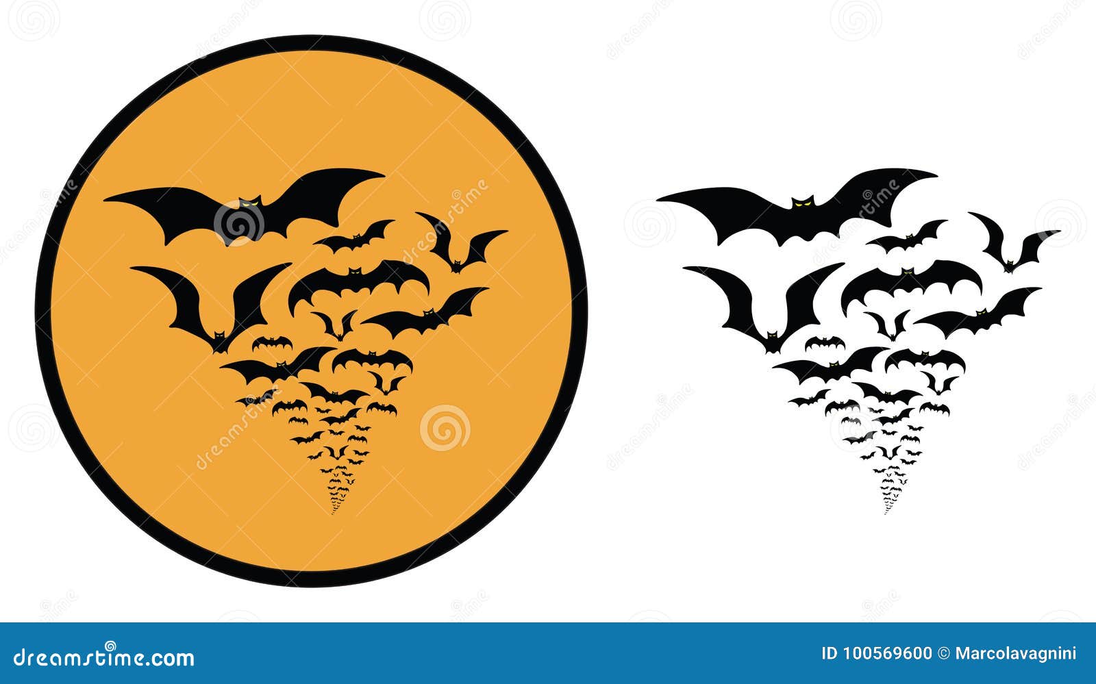 Bats Swarm Silhouette Cartoon Vector | CartoonDealer.com #123668313