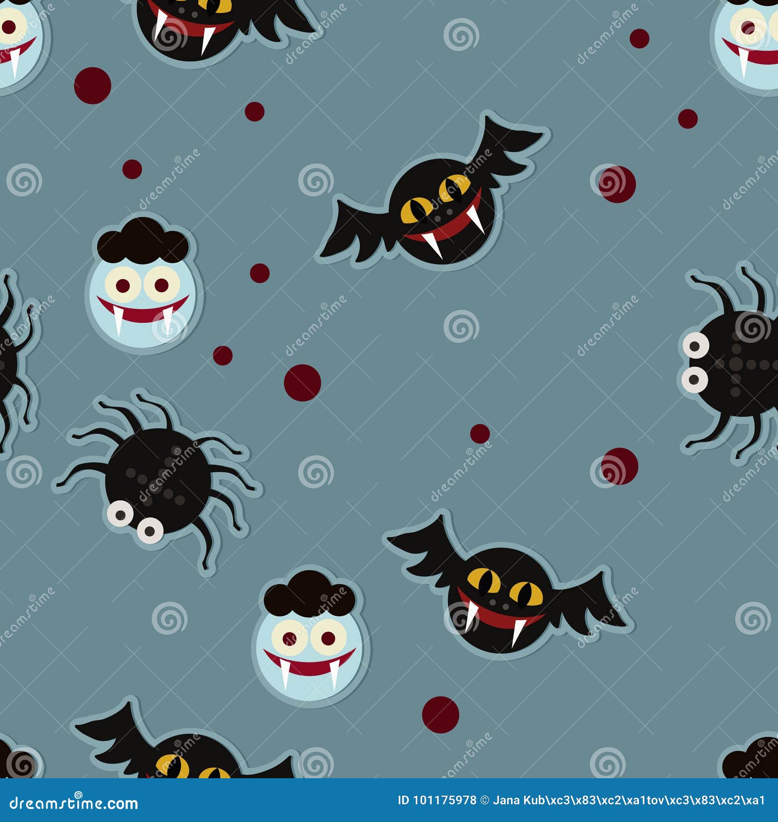 Bats, Vampires And Spiders Background Vector Illustration ...