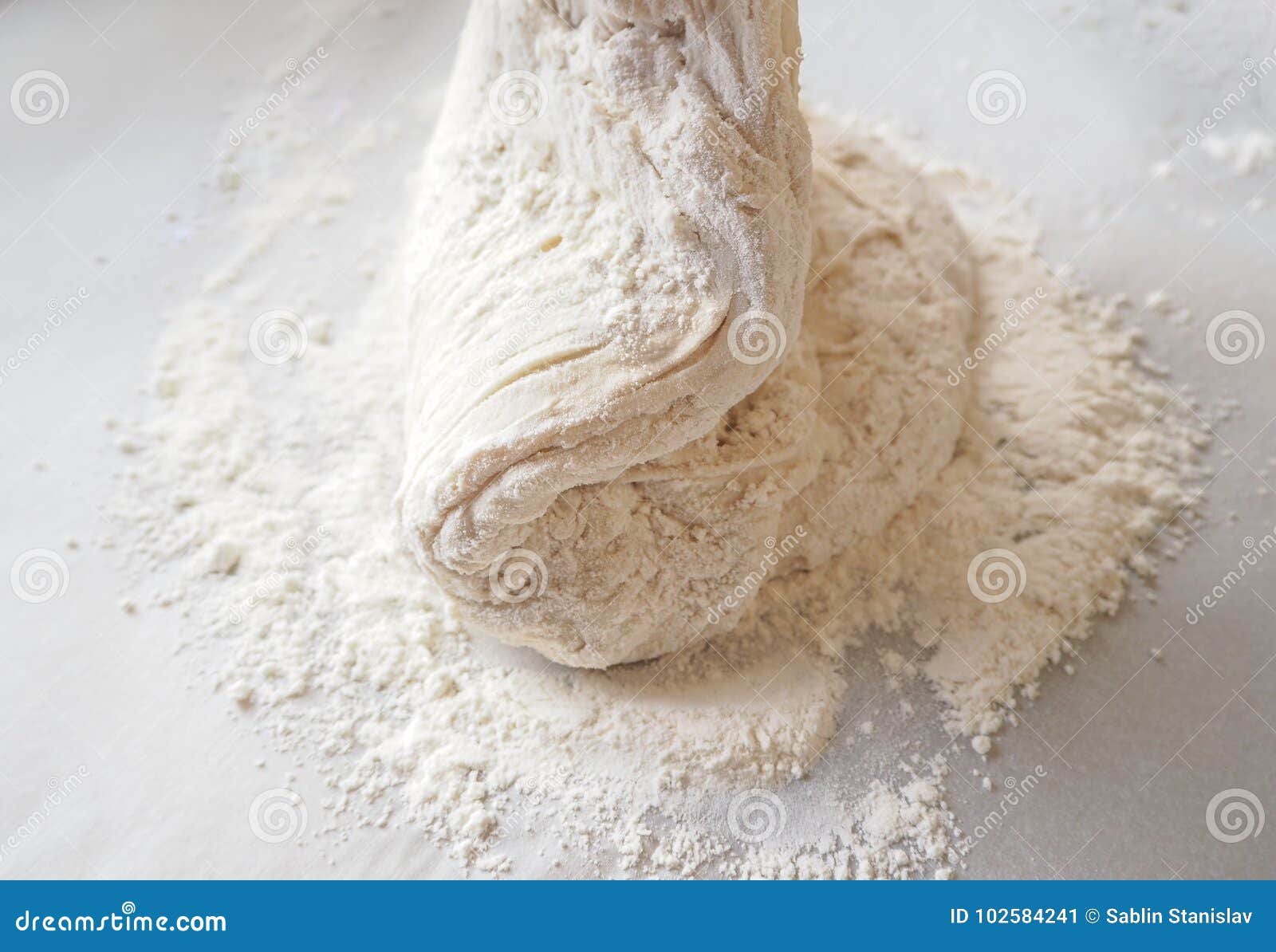 The Batter for Baking of White Bread. Stock Image - Image of making ...