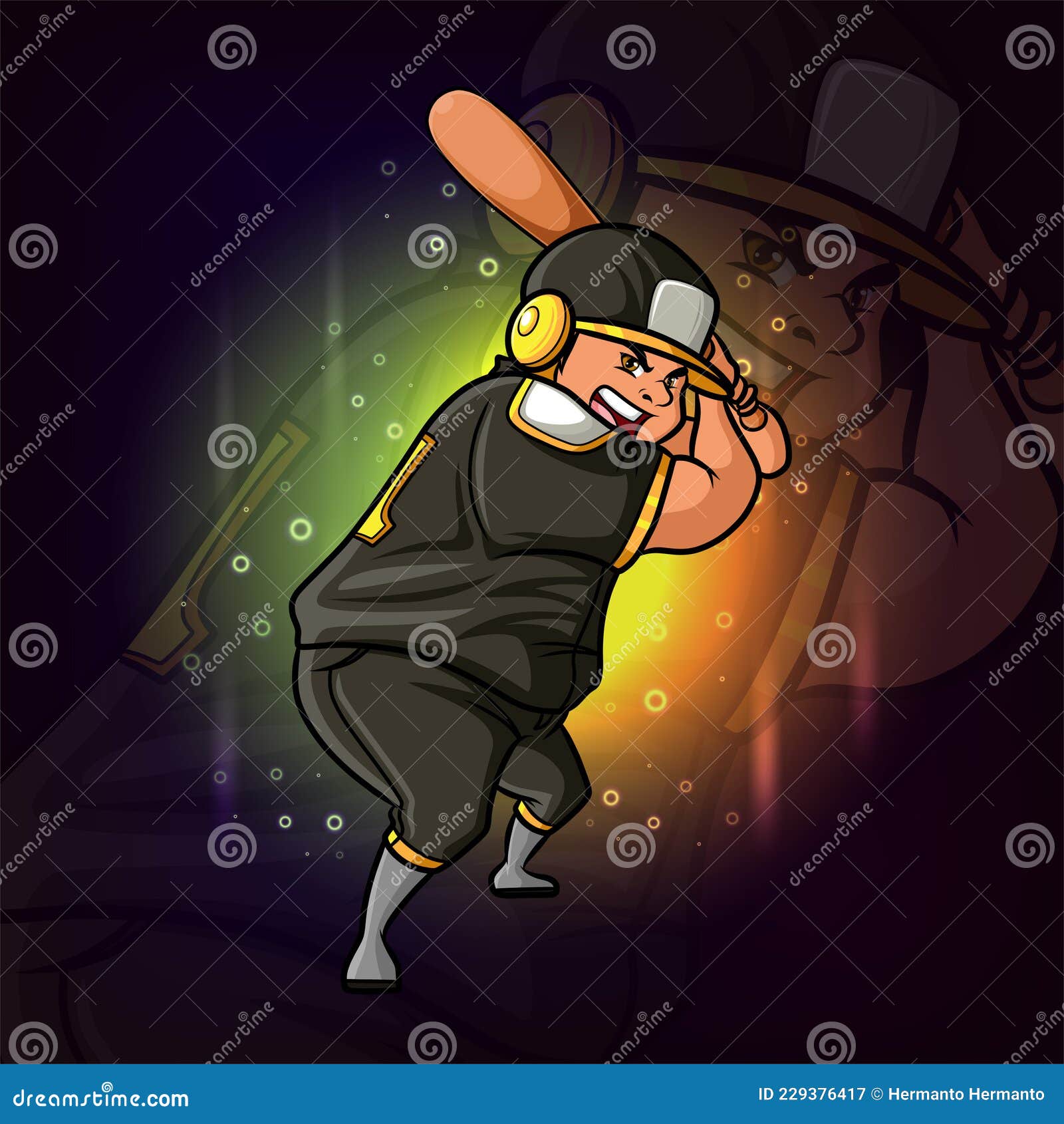 The Batter Baseball Player Esport Logo Design Stock Vector ...