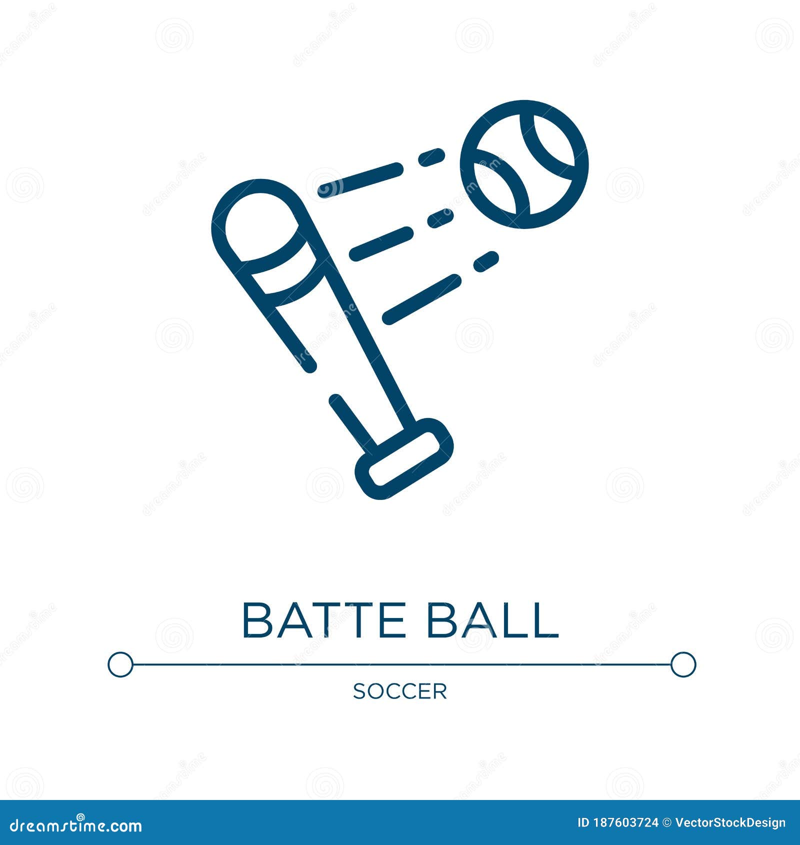 Battered Ball Icon. Linear Vector Illustration from Baseball Collection ...