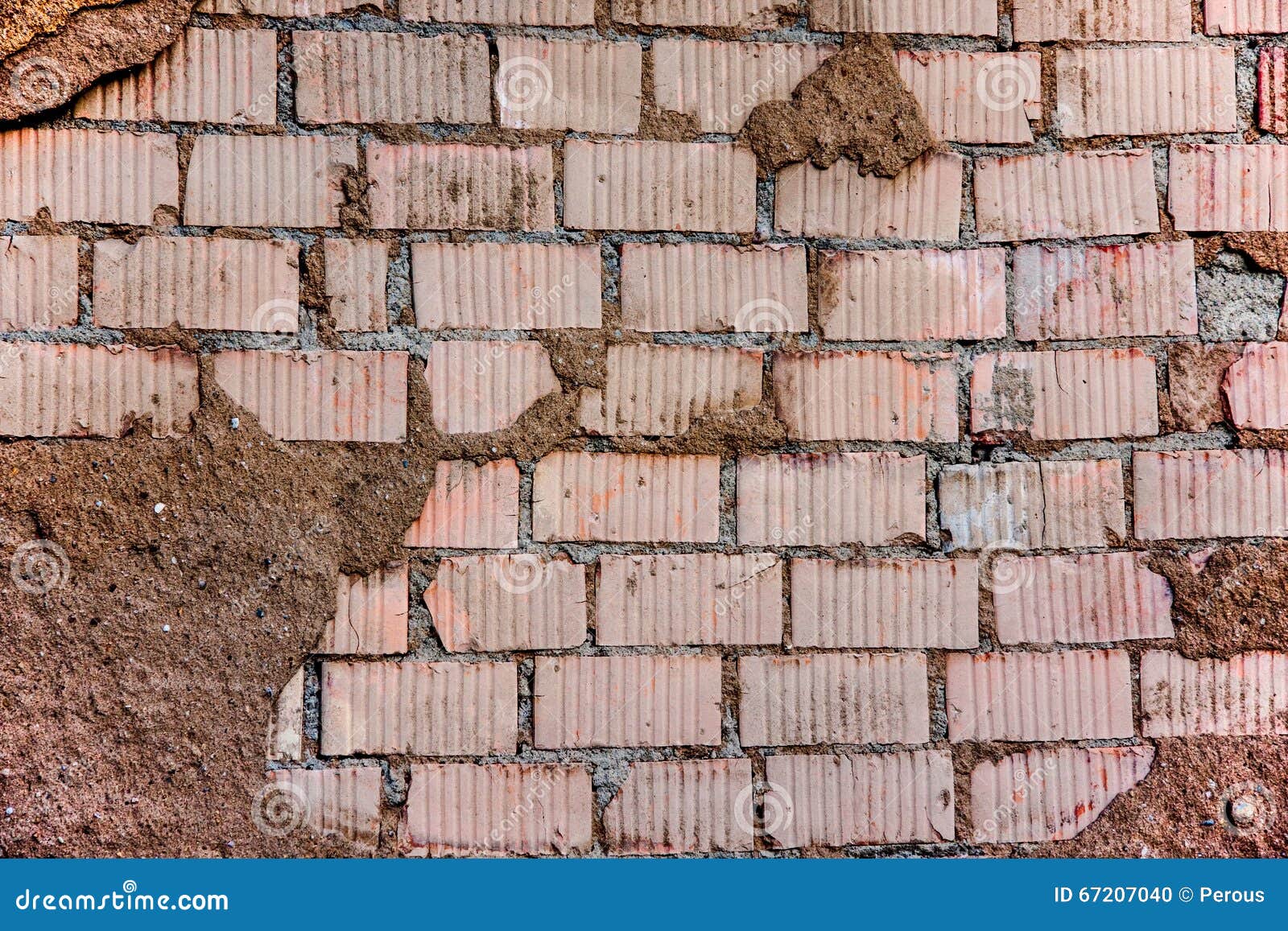 A battered brick wall stock photo. Image of front, cement - 67207040