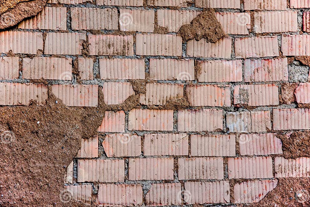 A battered brick wall stock photo. Image of front, cement - 67207040