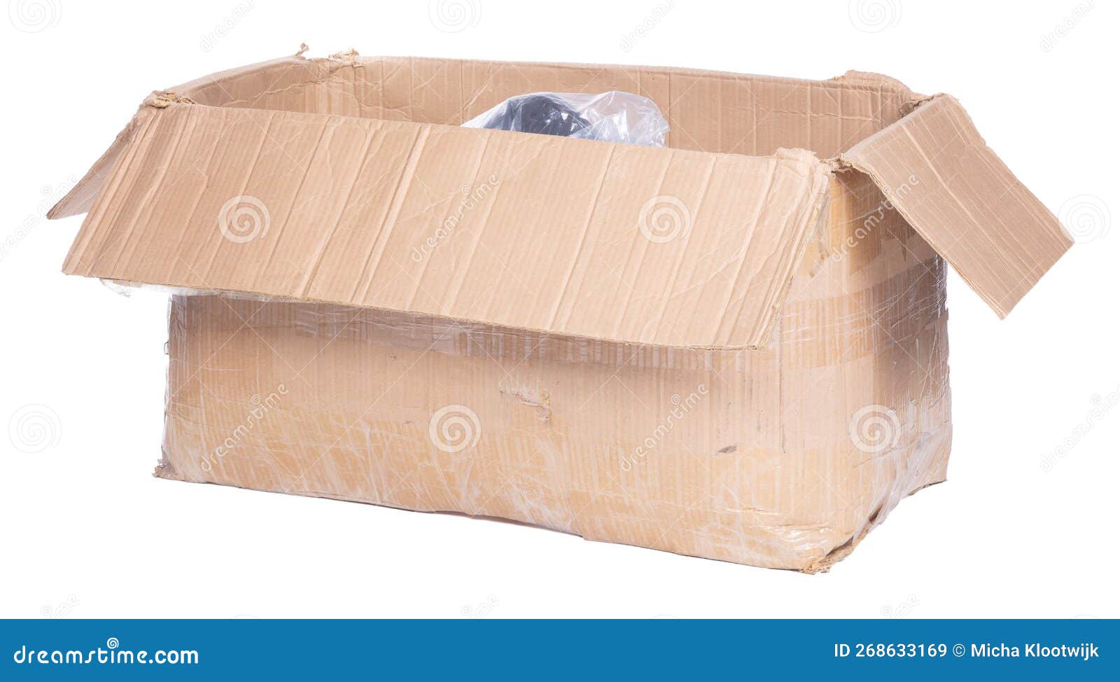 Battered Cartboard Box Isolated on White Stock Image - Image of ...