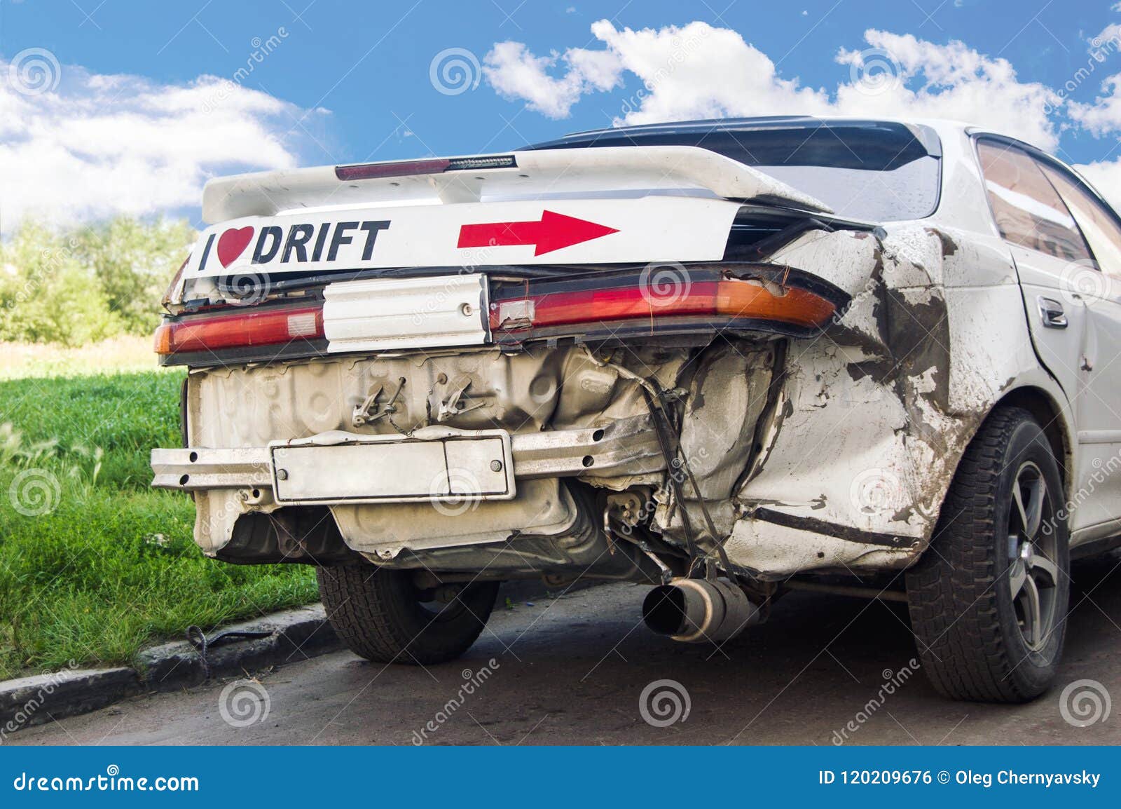 Battered drift car stock photo. Image of scrap, broken - 120209676