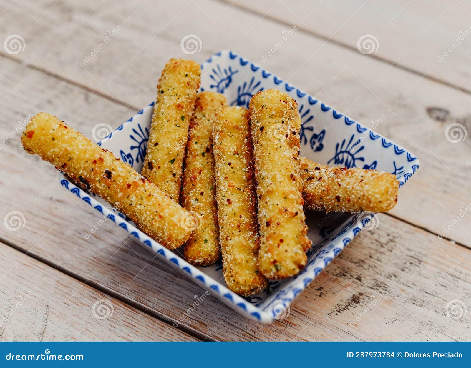Battered and Fried Mozzarella Sticks Stock Photo - Image of finger ...