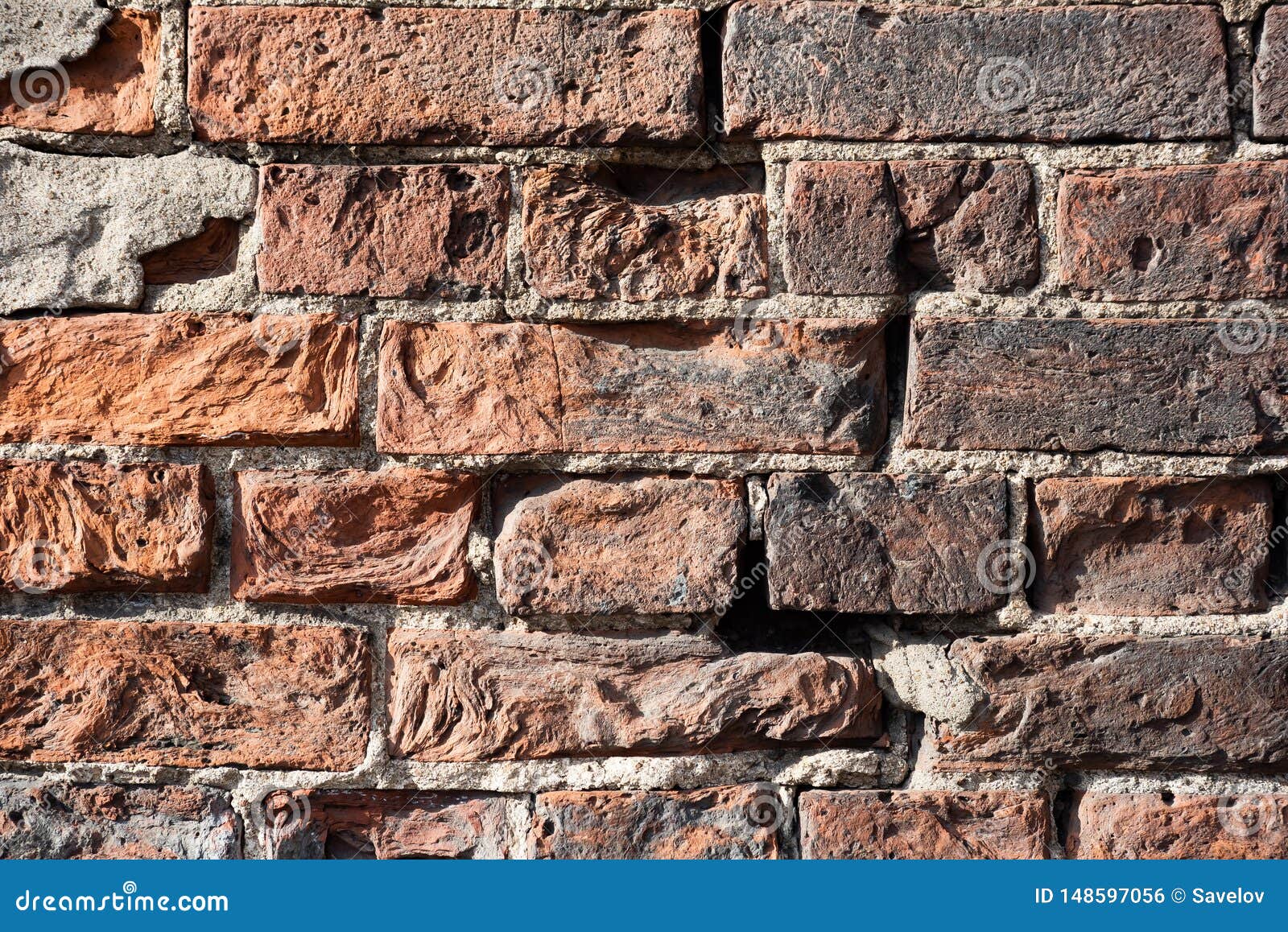 Battered Surface of Old Brick Wall Stock Photo - Image of backdrop ...