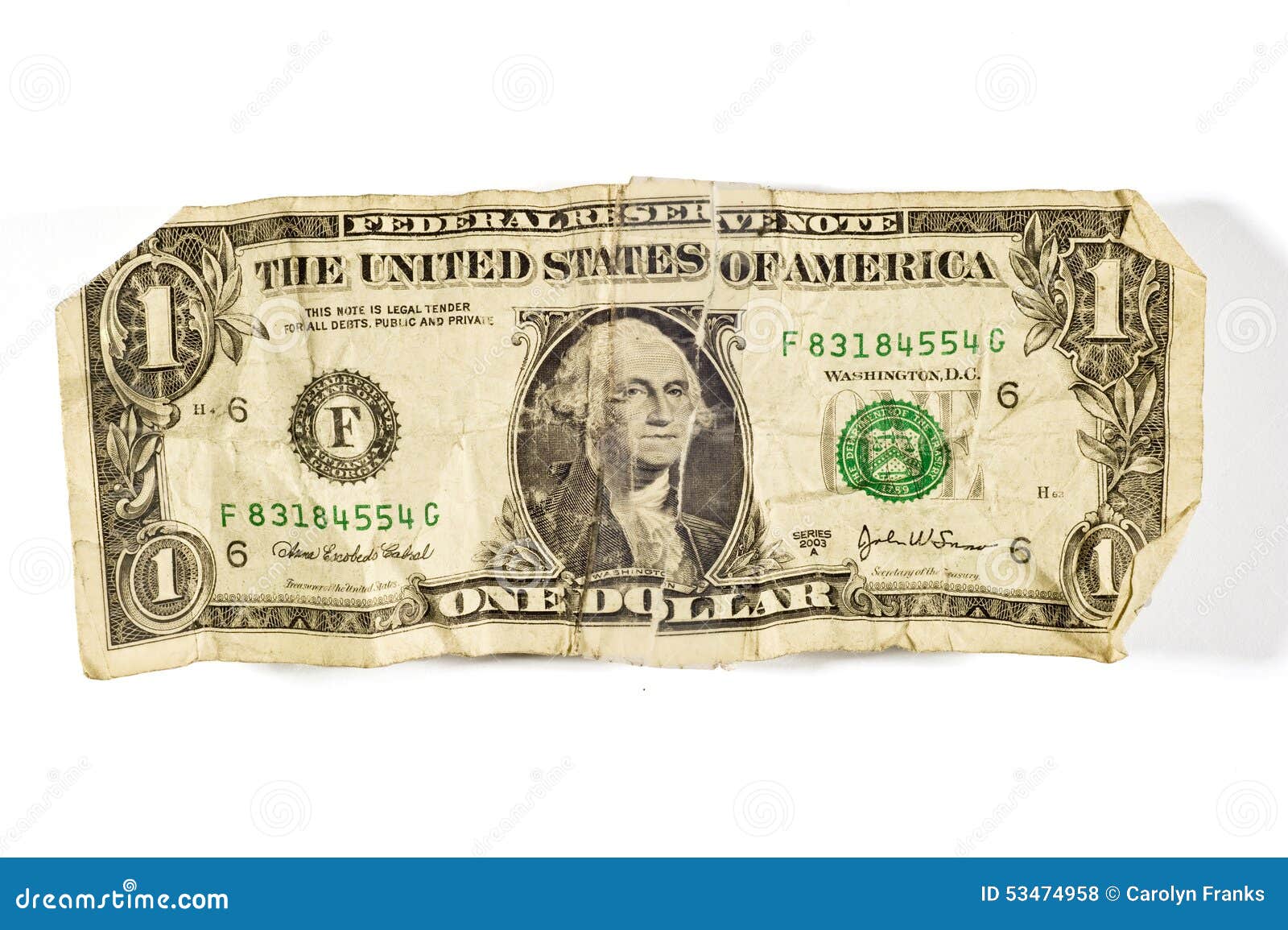 Battered US Dollar stock photo. Image of wall, isolated - 53474958