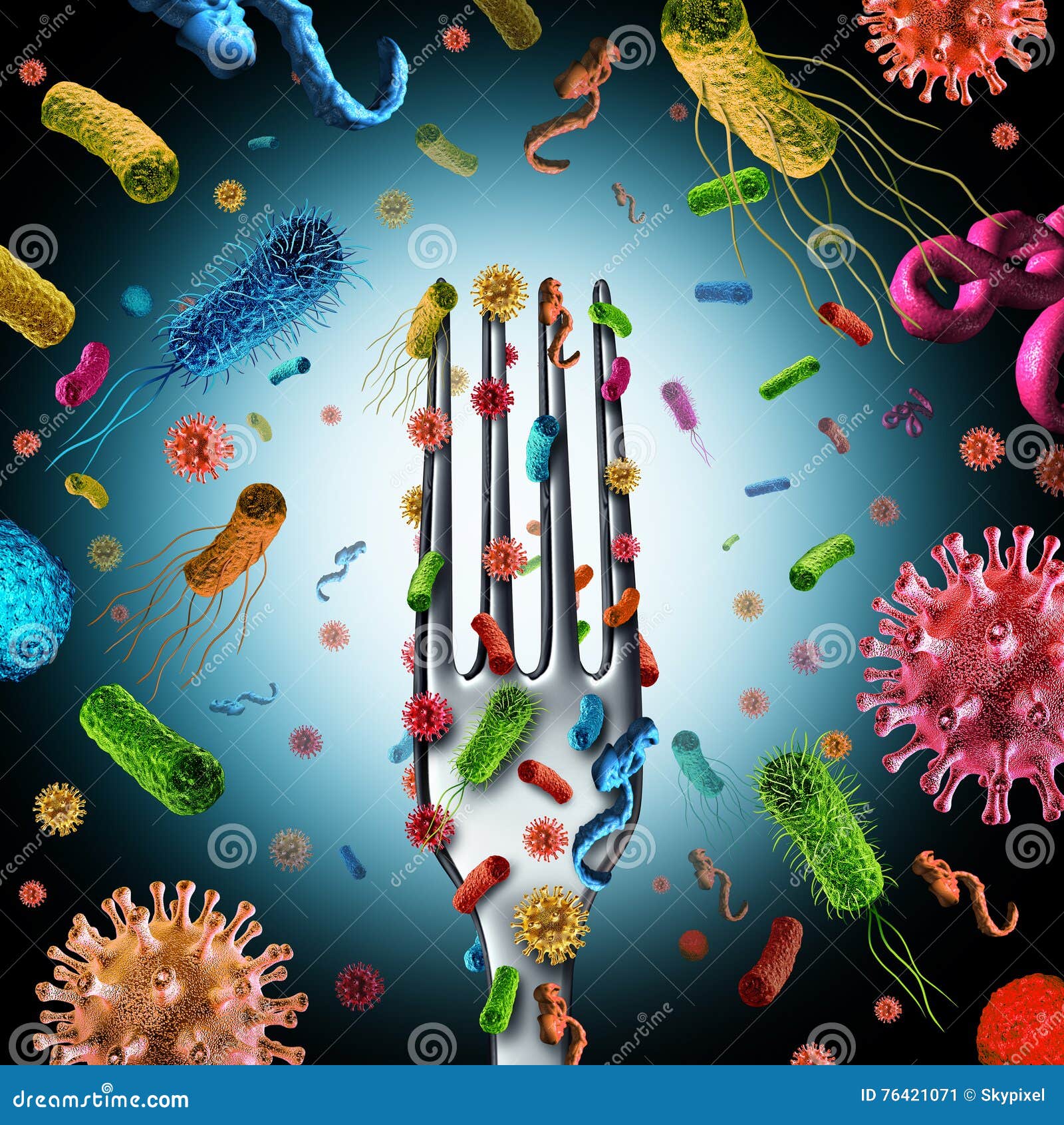 Batteri E Germi Su Alimento Illustrazione di Stock - Illustrazione di ...