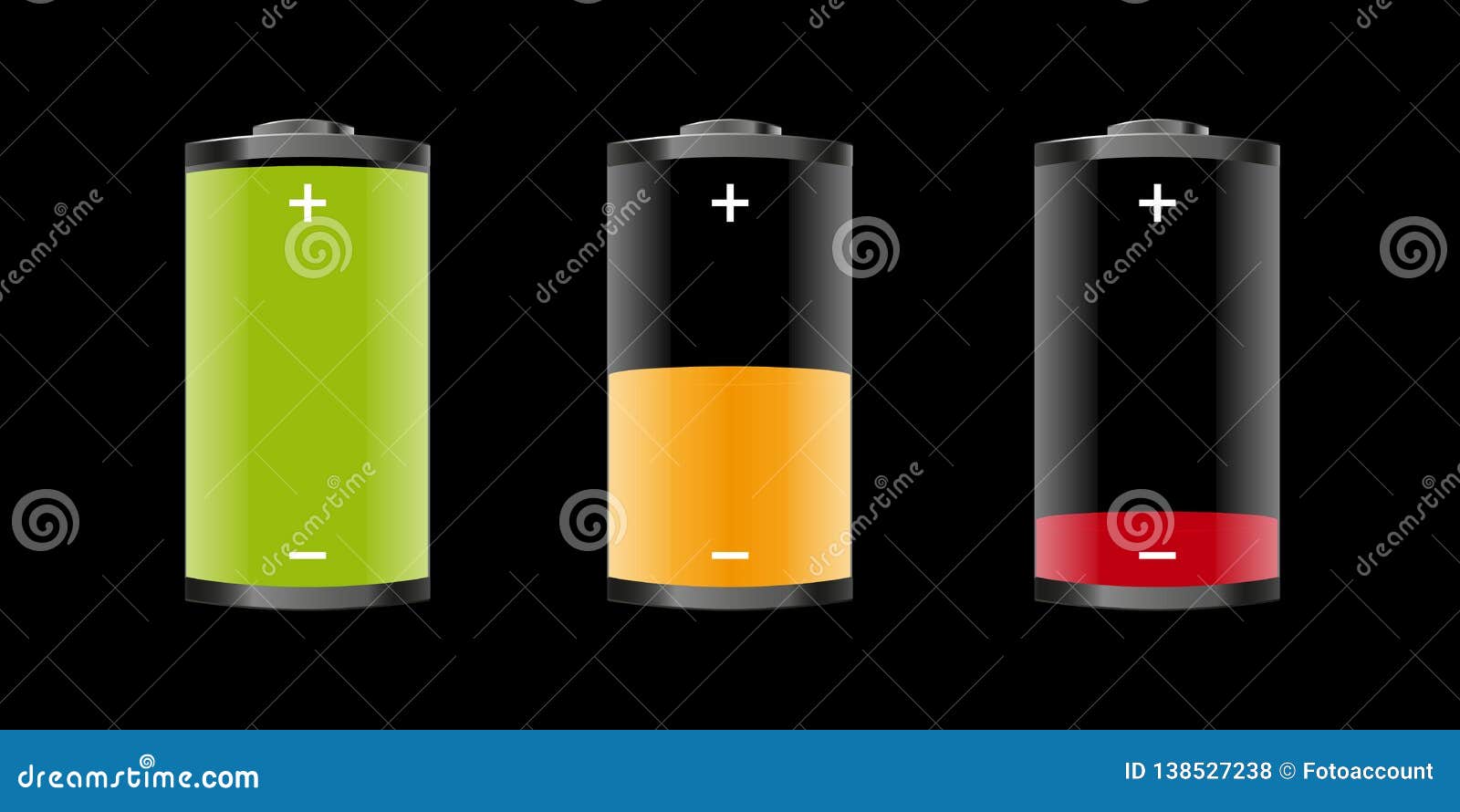 Batteries - Full Half Empty 3D Icons - Vector Illustration - Isolated ...