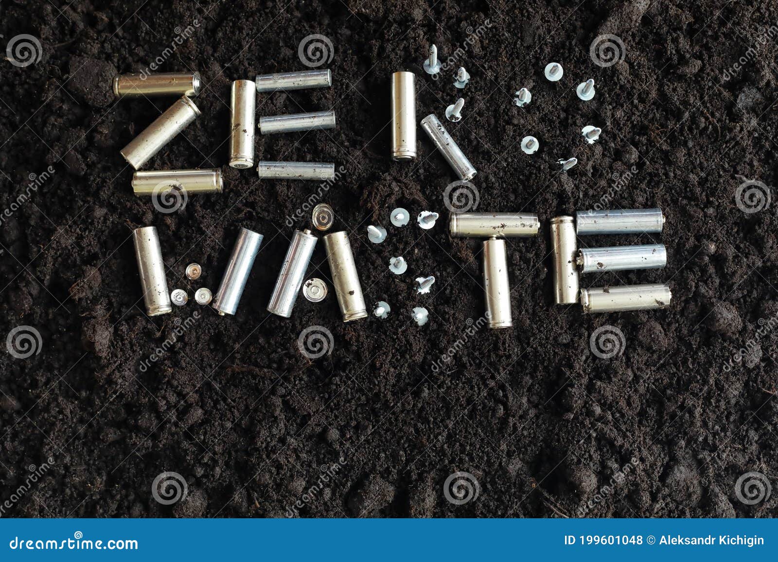 Batteries in the Ground. Environmental Pollution Stock Photo - Image of ...