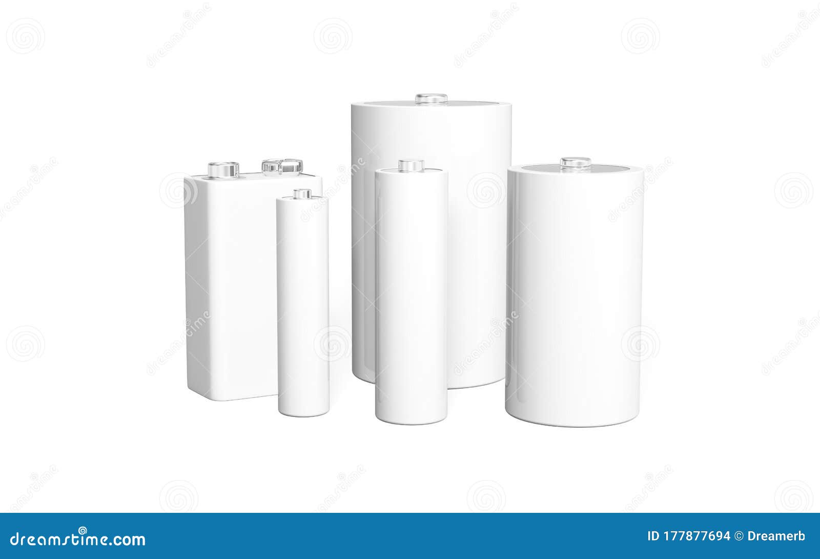 Batteries Isolated on White Background. Different Sizes and Shapes ...