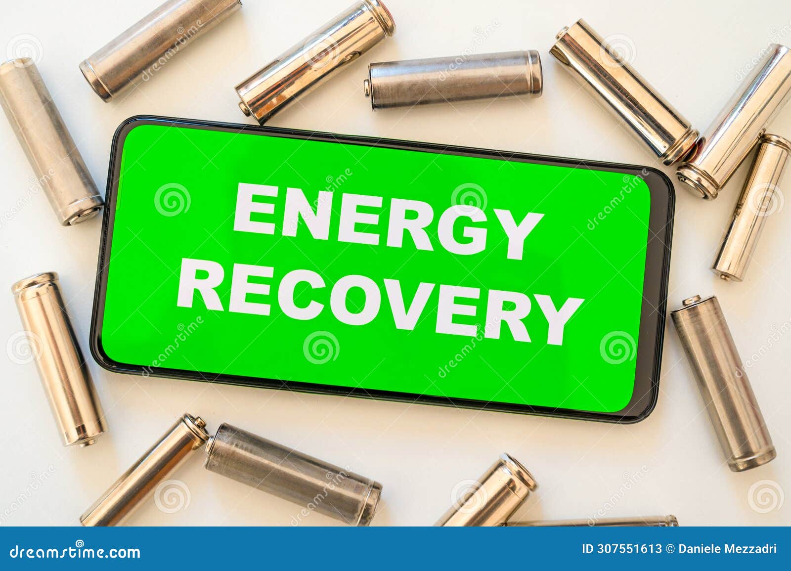 Batteries, Energy Saving and Recovery and Sustainability. Stock Image ...