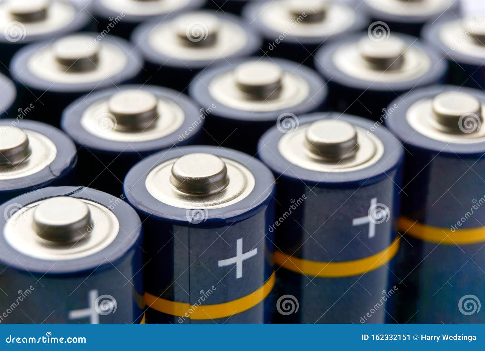Blue Alkaline AA Batteries in Rows Stock Image - Image of electrical ...