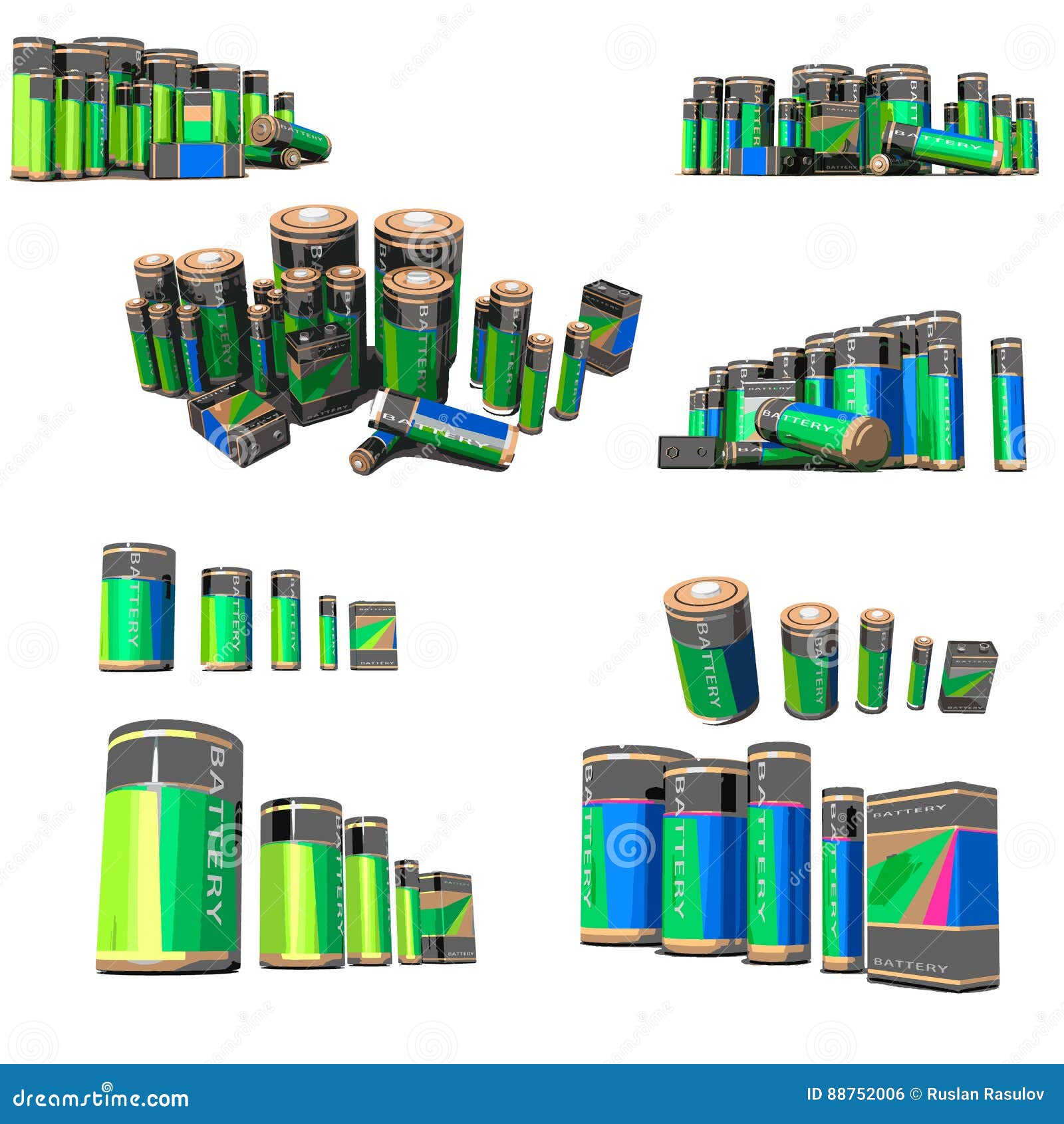 Batteries stock vector. Illustration of electrical, pack - 88752006