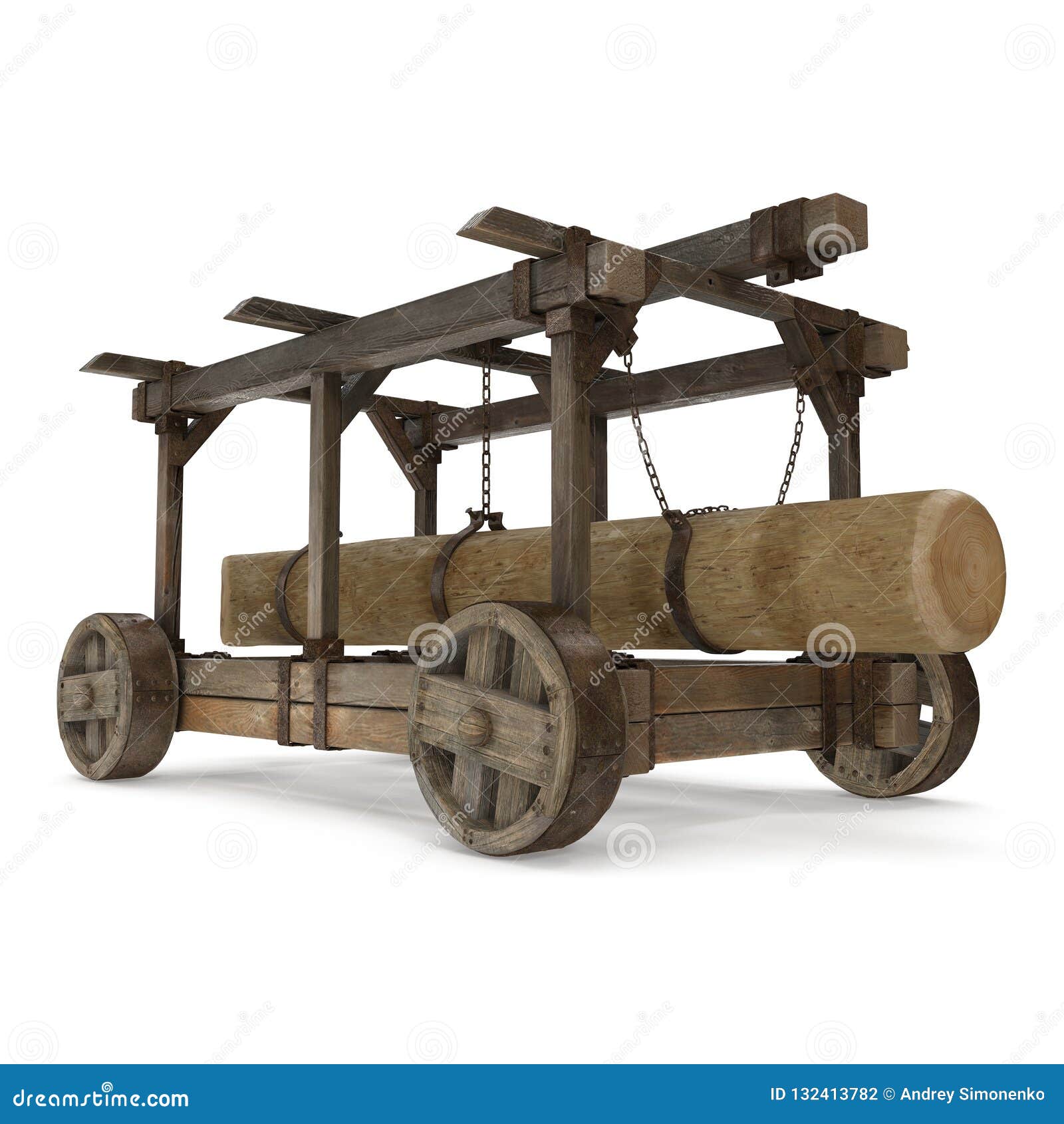 Battering Ram Isolated 3D Model on White Background Illustration Stock ...