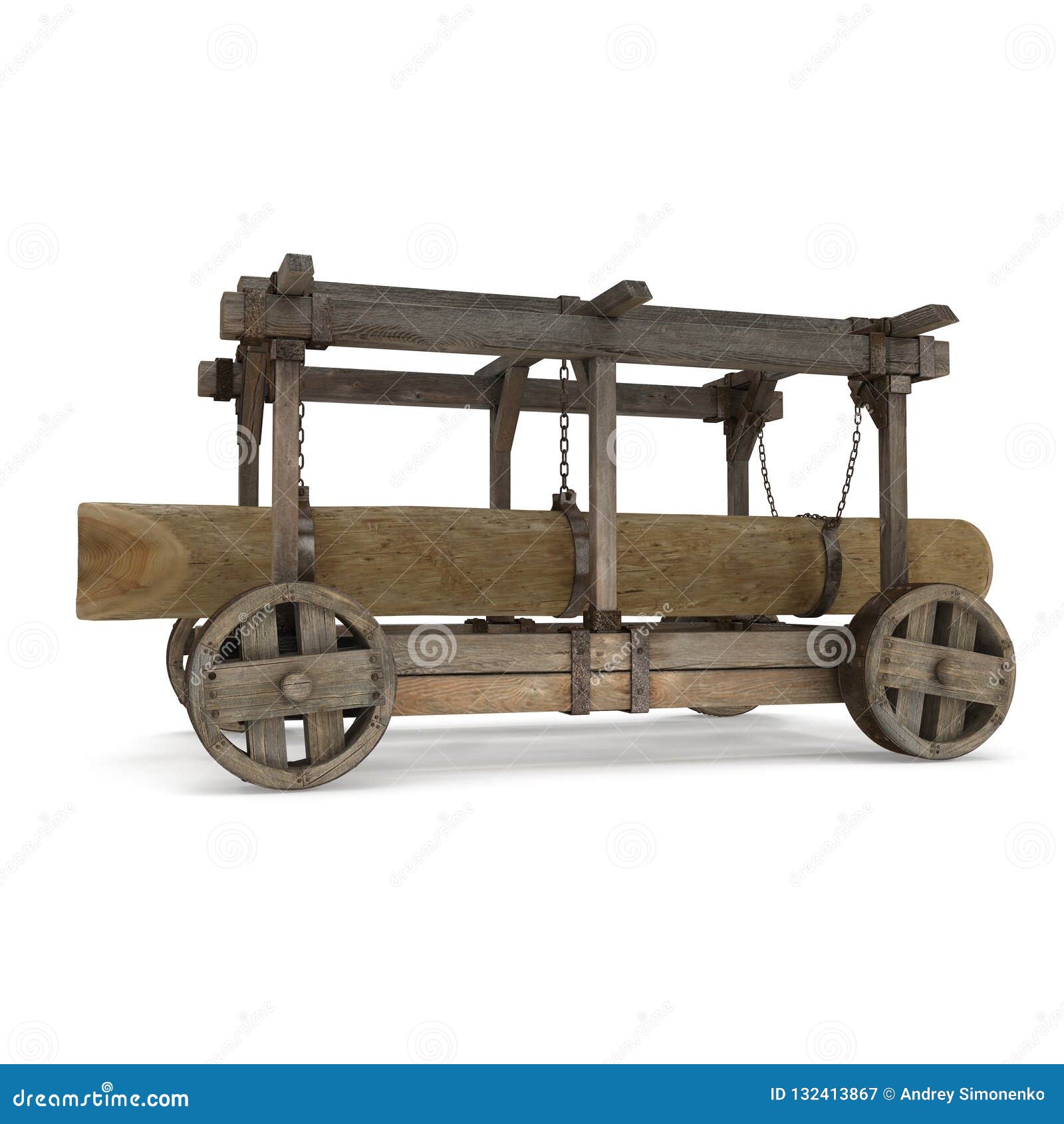 Battering Ram Isolated 3D Model On White Background Illustration Stock ...