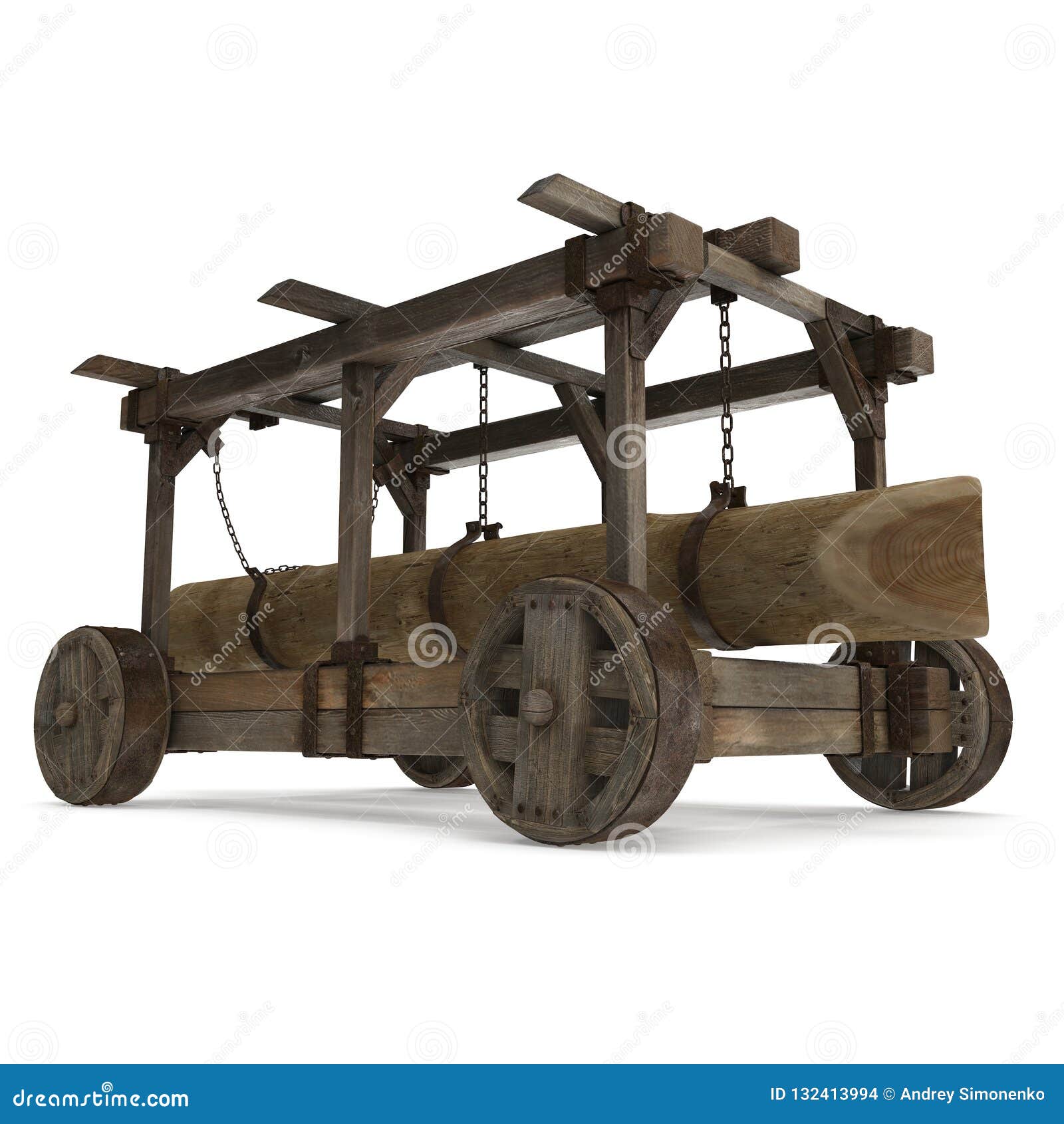 Battering Ram Isolated 3D Model on White Background Illustration Stock ...