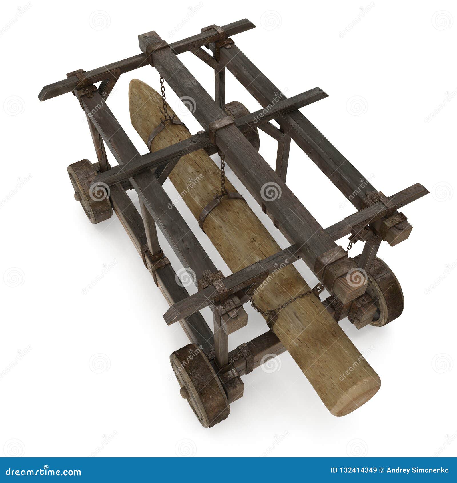 Battering Ram Isolated 3D Model On White Background Illustration Stock ...