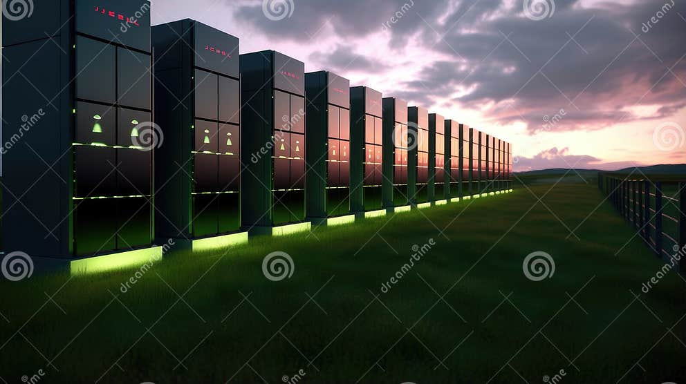 A Battery Array Storing Energy from Renewable Sources, Highlighting ...
