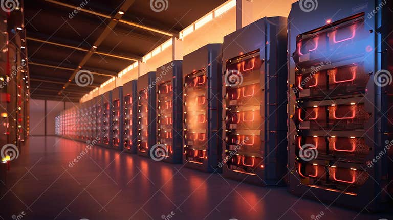 A Battery Array Storing Energy from Renewable Sources, Highlighting ...