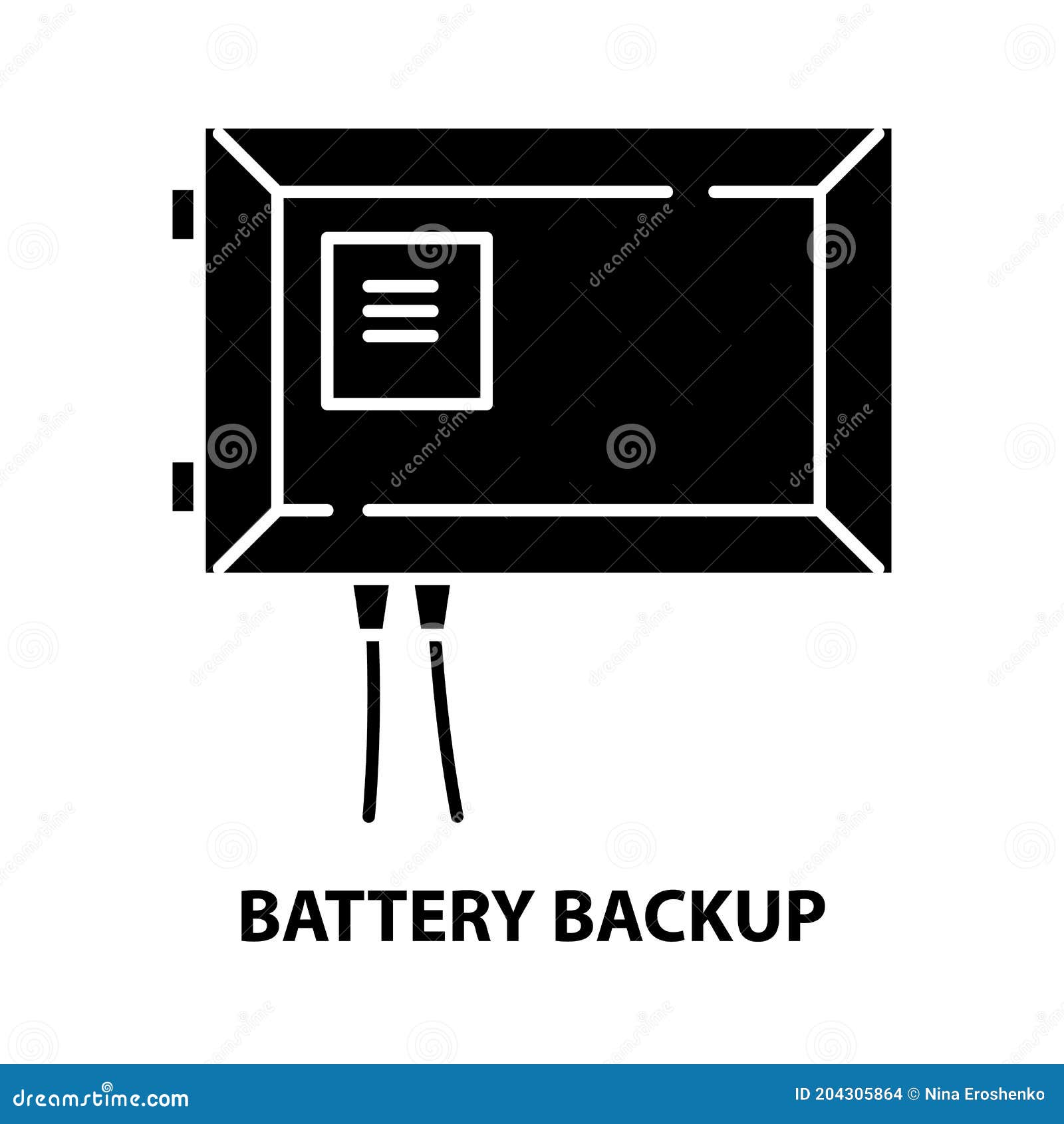 Battery Backup Icon, Black Vector Sign with Editable Strokes, Concept ...