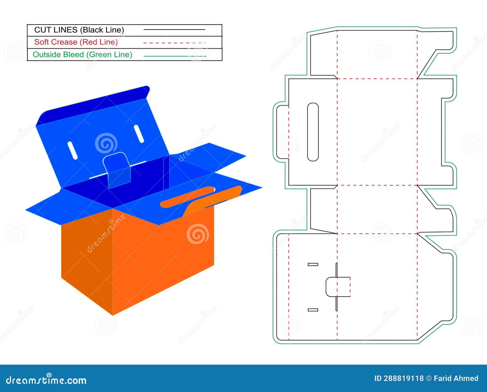 Battery Box Corrugated Cartoon Box Die Line and 3D Vector Box Stock ...