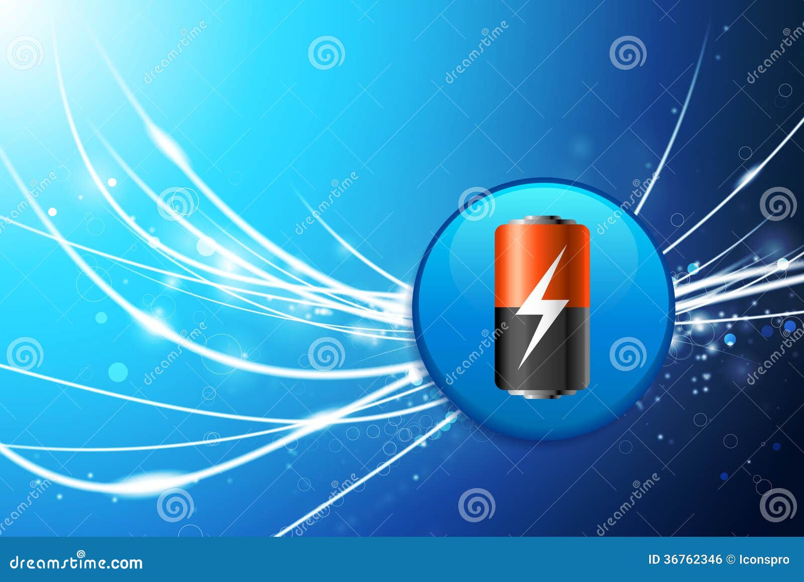 Battery Button on Blue Abstract Light Background Stock Illustration ...
