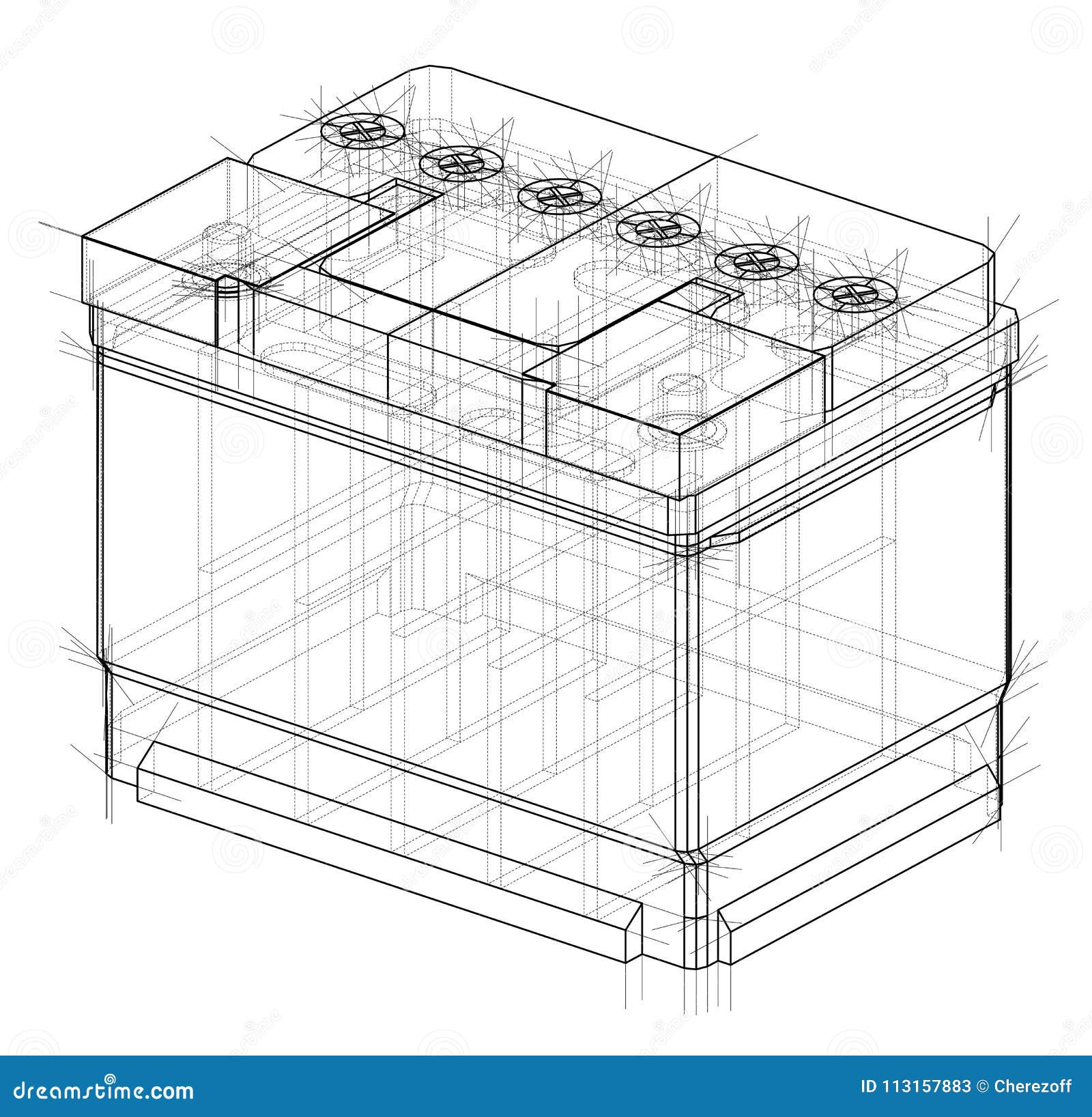 Battery Car Outline. Vector Rendering of 3d Stock Vector - Illustration ...