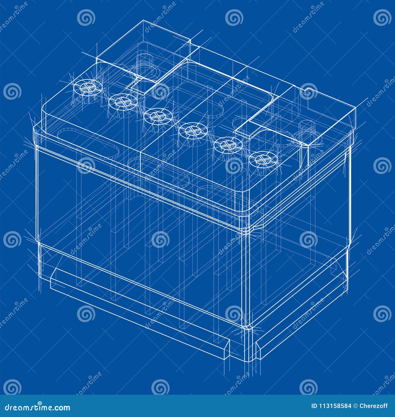 Battery Car Outline. Vector Rendering of 3d Stock Vector - Illustration ...