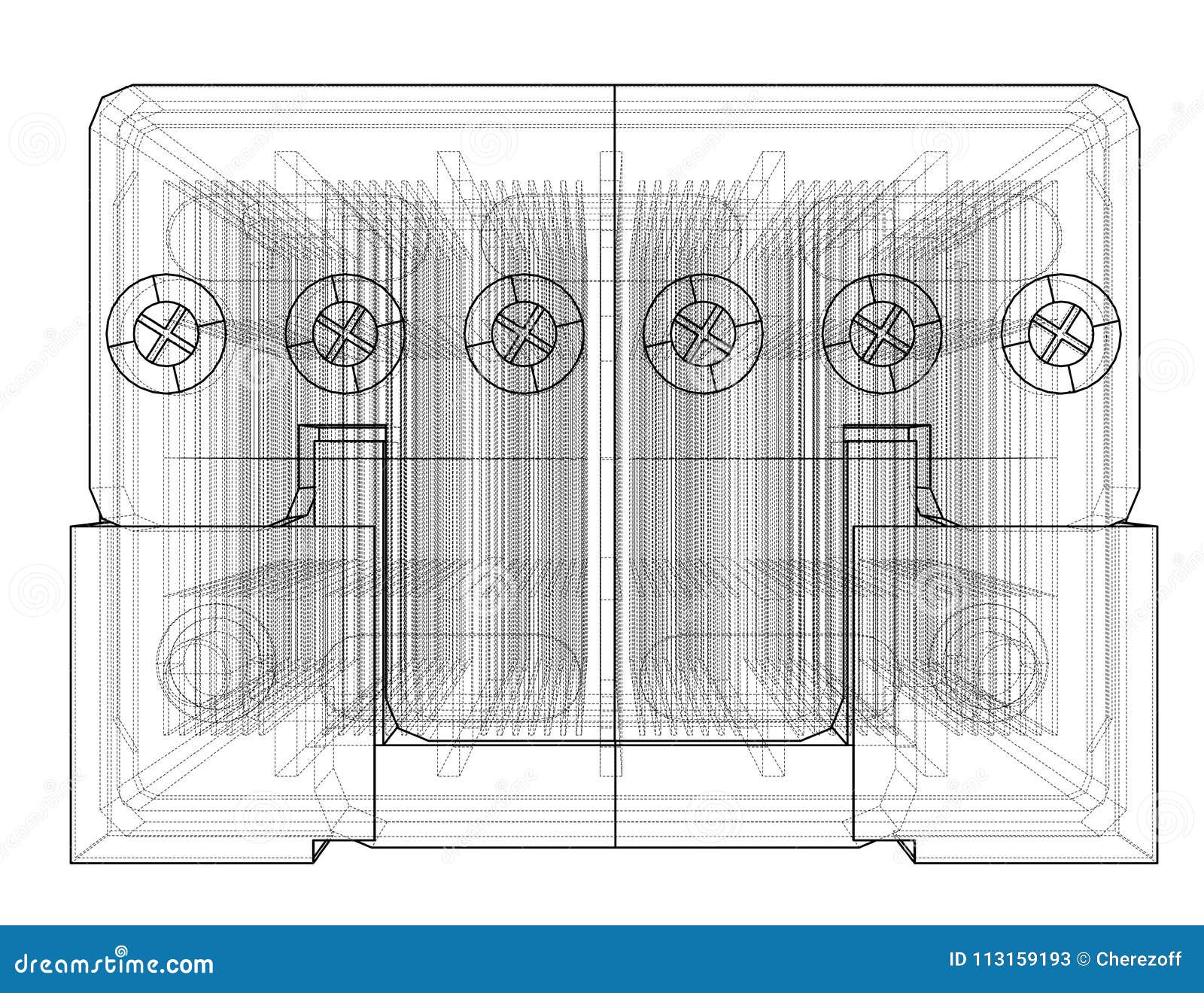 Battery Car Outline. Vector Rendering of 3d Stock Vector - Illustration ...