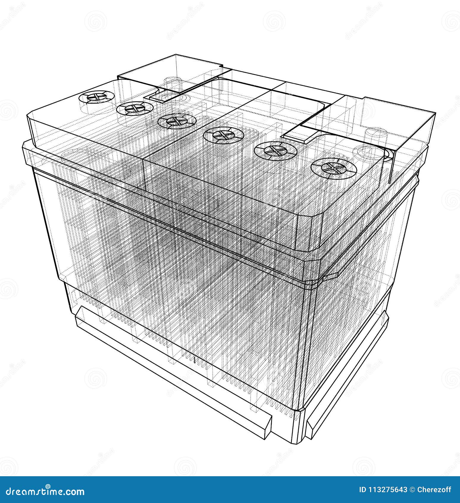 Battery Car Outline. Vector Rendering of 3d Stock Vector - Illustration ...