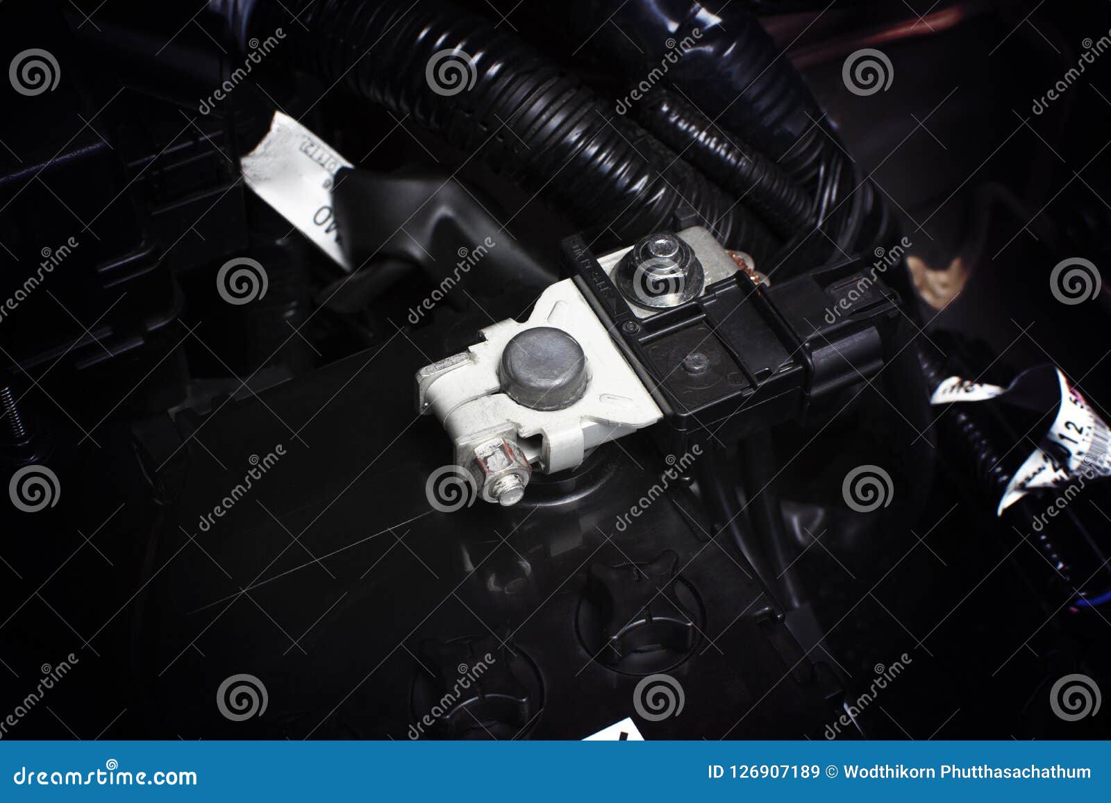 Battery Cathode Terminal and Wire. Stock Image - Image of equipment ...