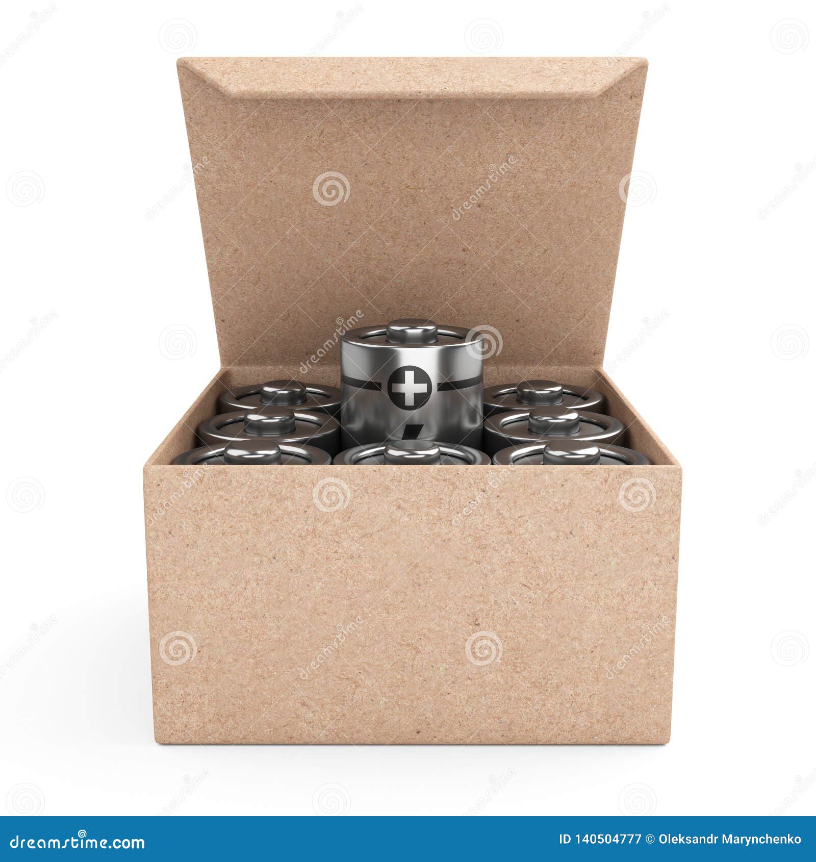 Battery Cell Inside a Paper Cardboard Box - Front View Stock ...