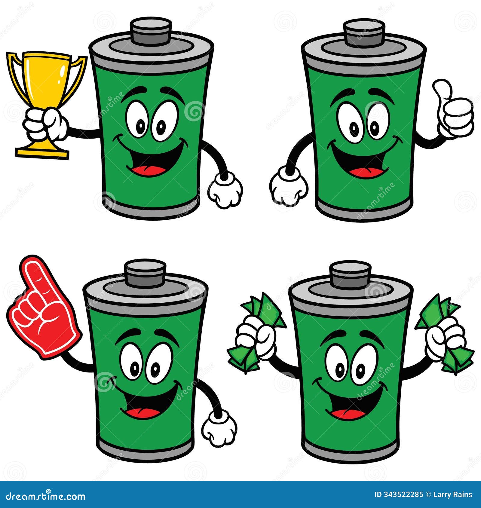 Battery Character Set 03 stock illustration. Illustration of foam ...