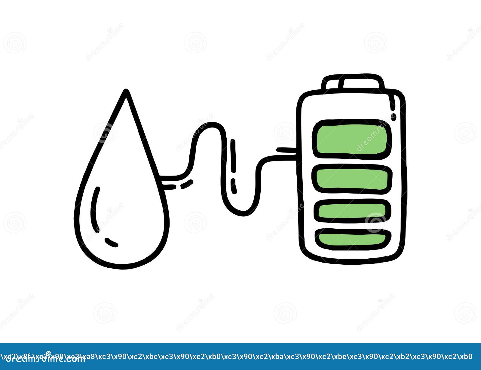 A Battery with a Charge and a Drop of Water. Co2 Concept of Climate ...