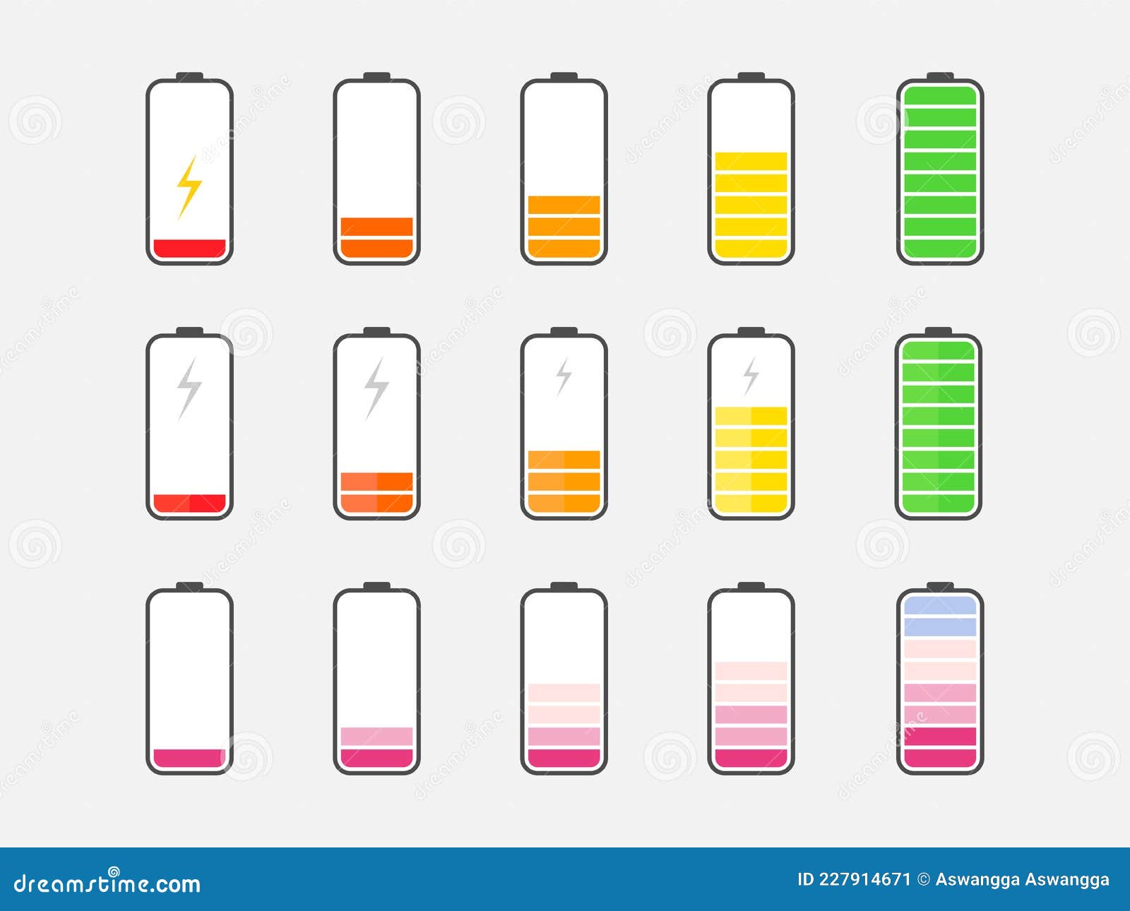 Battery Charge Indicator in Flat. Phone Battery Symbols Stock Vector ...