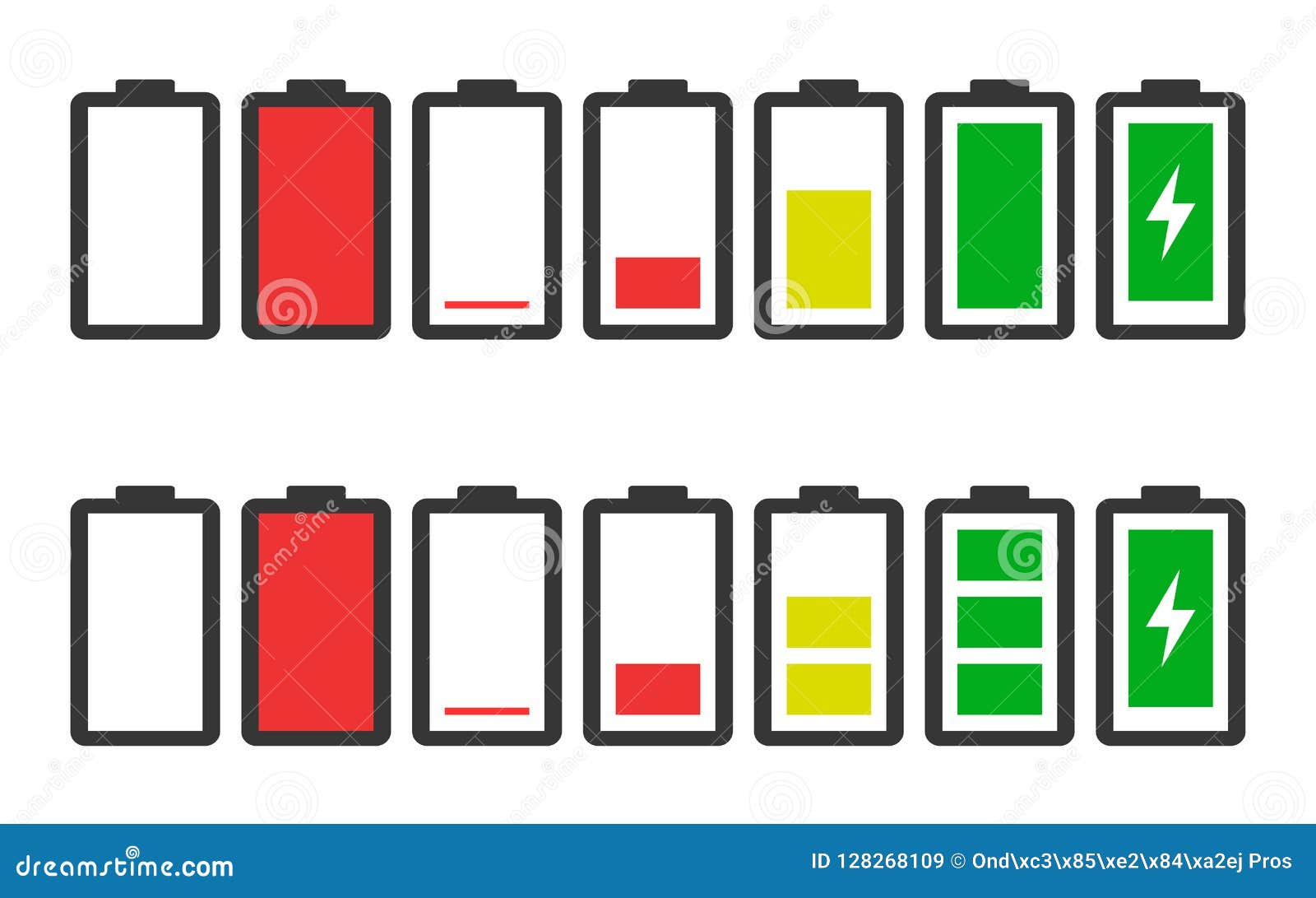 Battery Charge Indicator Icons in Vector Modern Graphics Set Stock ...