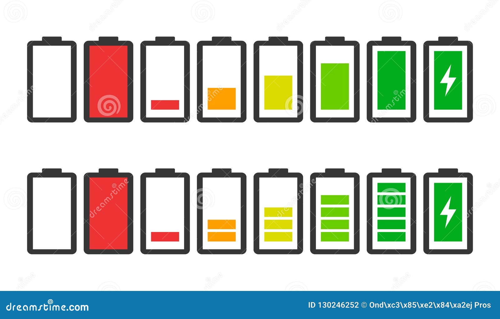 Battery Charge Indicator Icons in Vector Modern Graphics Set Stock ...