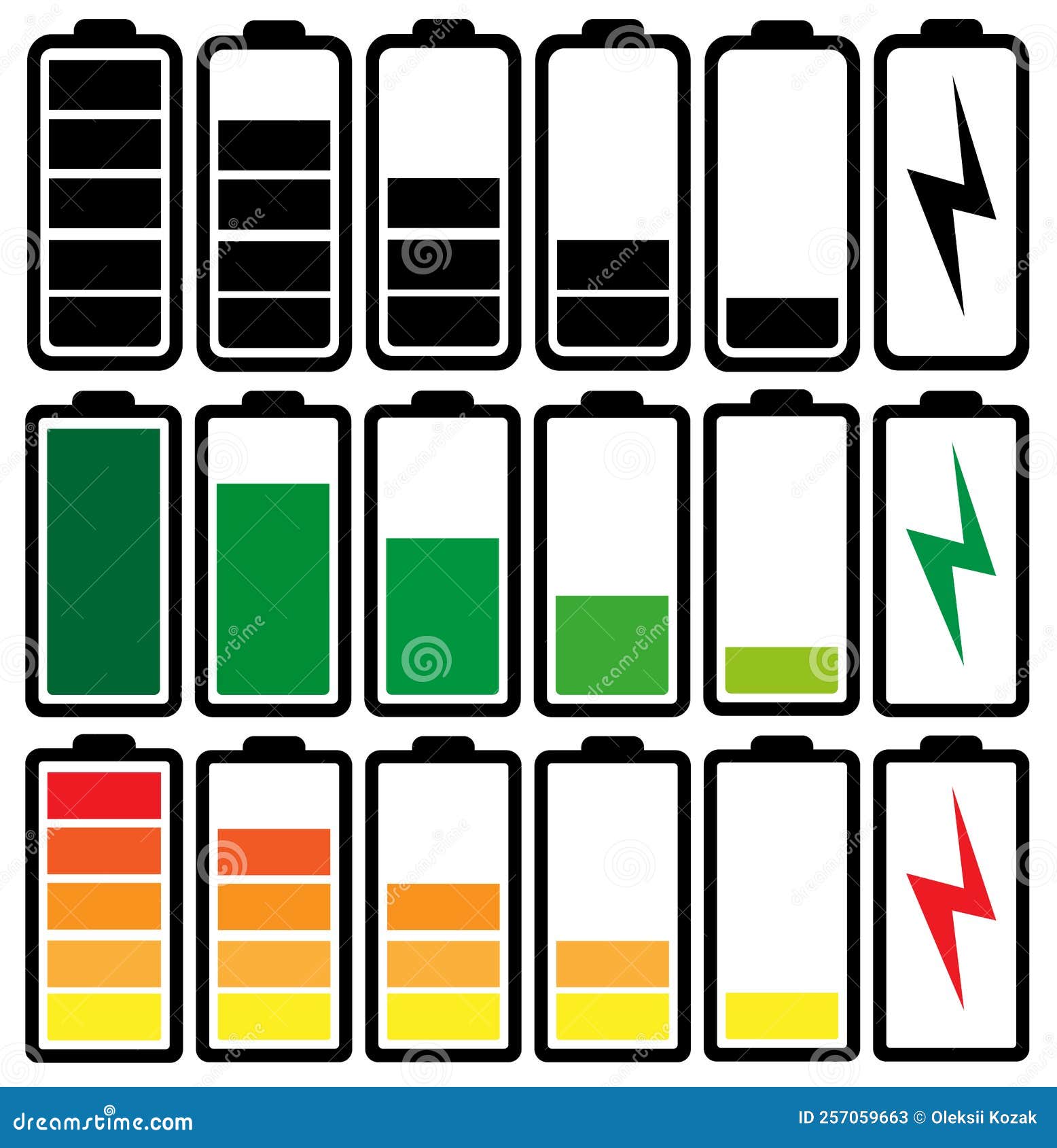 Battery Charge Indicators Icons, Vector Graphics Stock Vector ...