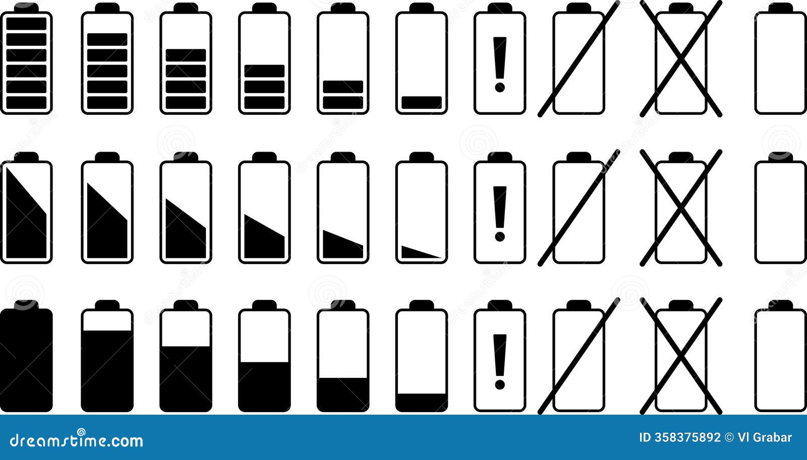 Battery Charge Level Indicator. Battery Icon Set, Flat Battery Icon ...