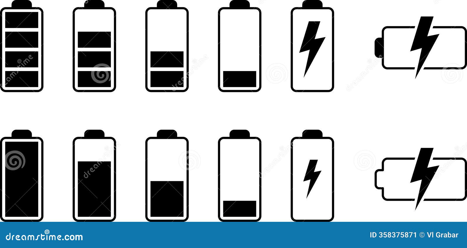Battery Charge Level Indicator. Battery Icon Set, Flat Battery Icon ...