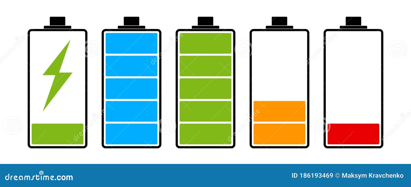 Battery Charge Level Indicator. Set of Battery Icon Stock Vector ...