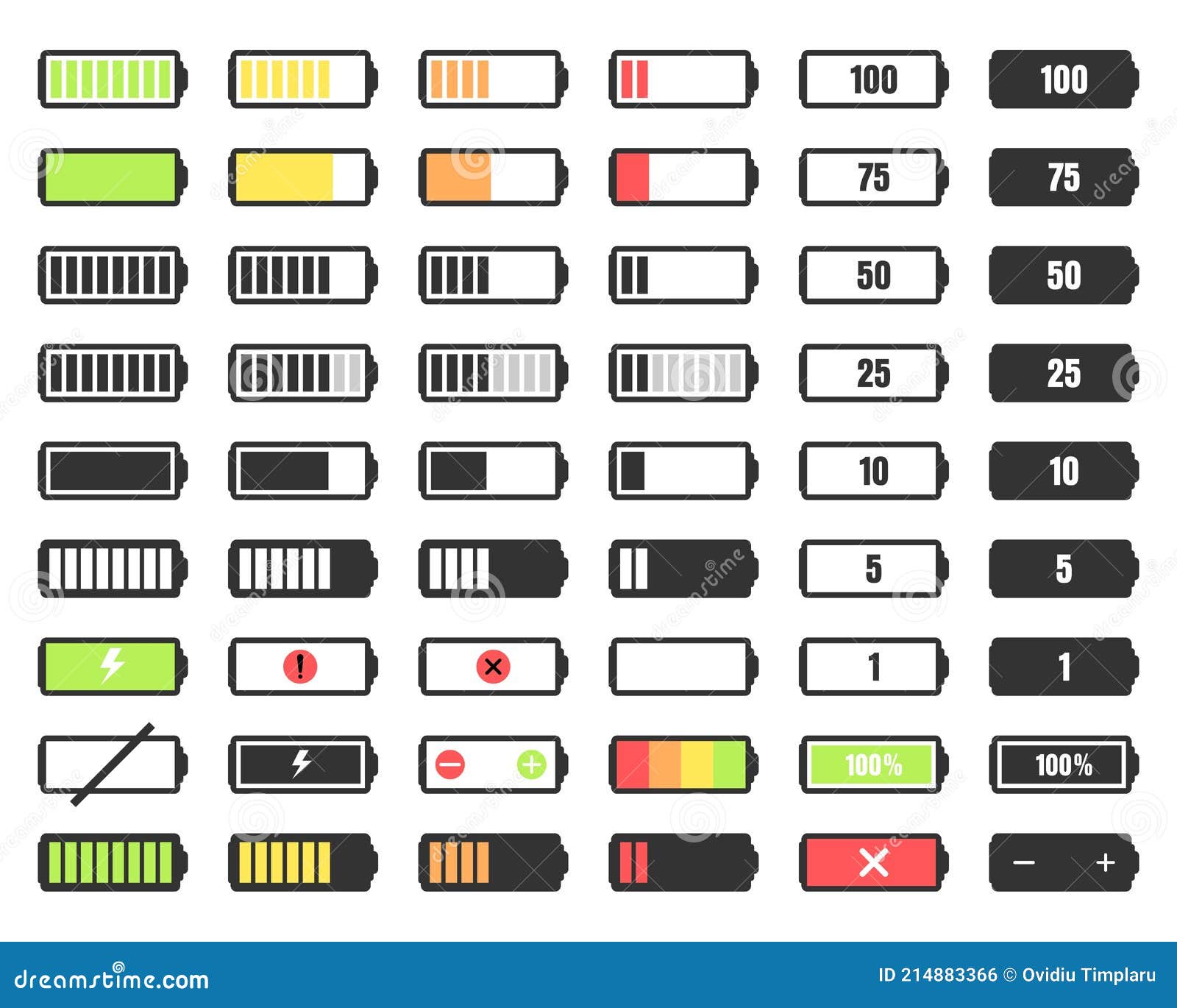Battery Charge Level Set Vector Illustration Stock Vector ...