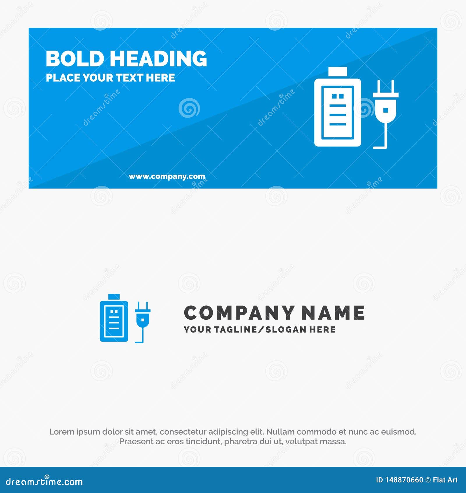 Battery, Charge, Plug, Education SOlid Icon Website Banner and Business ...