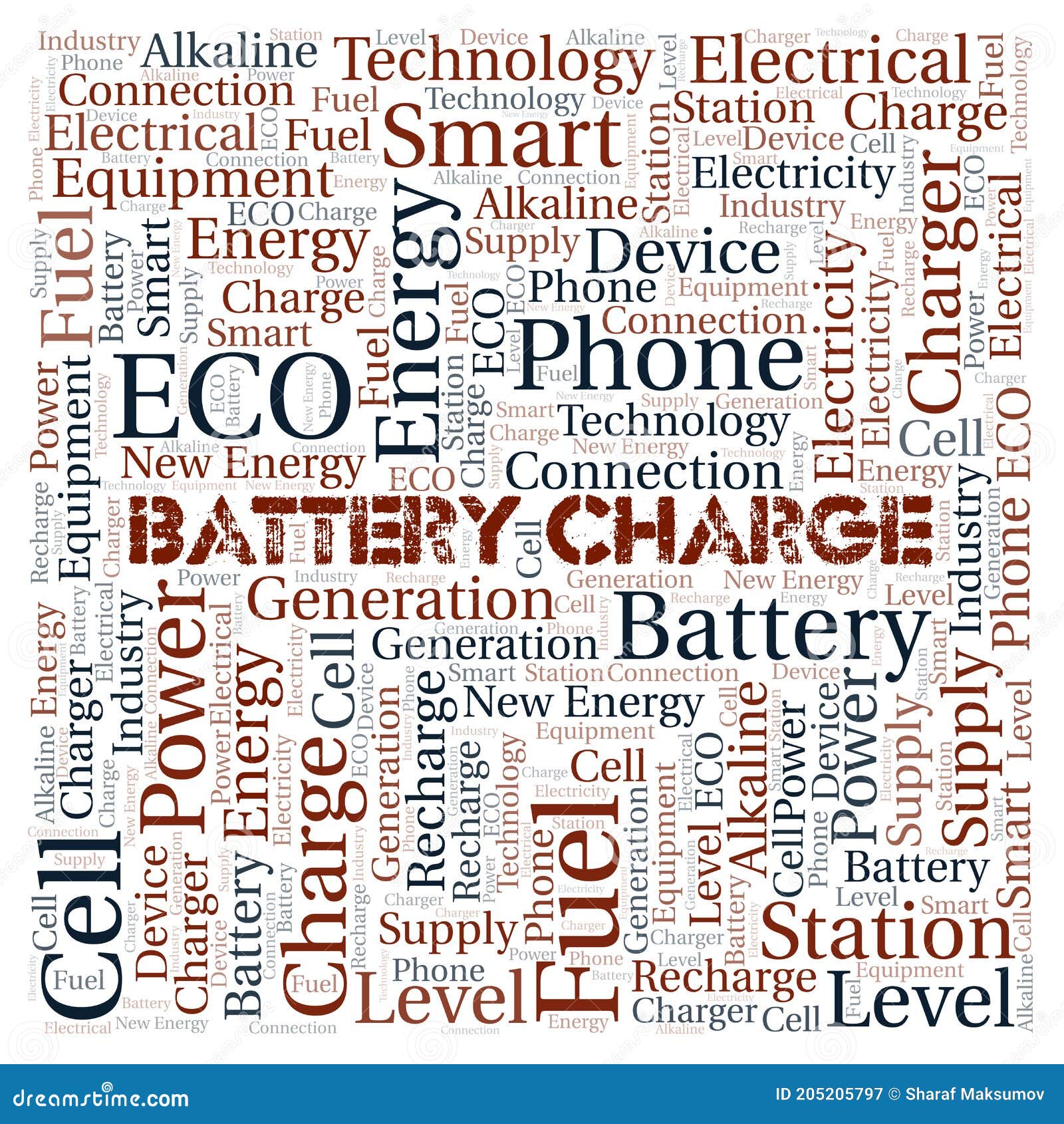 Battery Charge Typography Word Cloud Create with the Text only. Stock ...