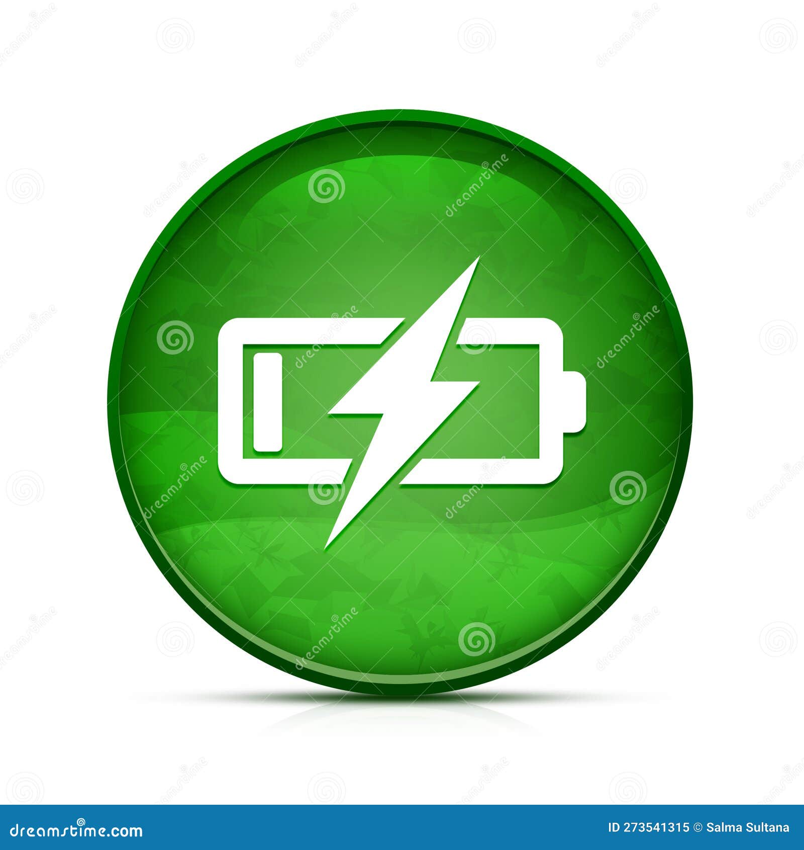 Battery Charging Icon on Classy Splash Green Round Button Illustration ...