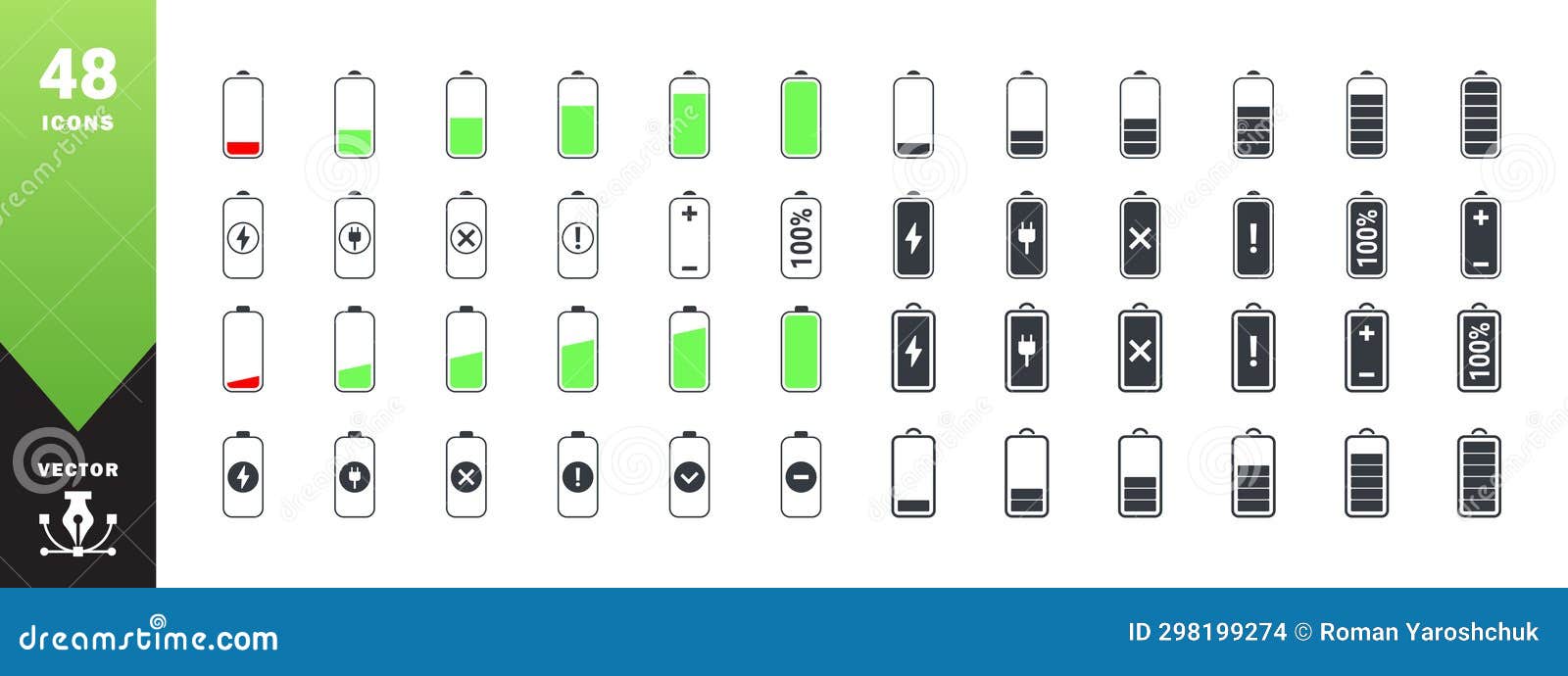 Battery Charging Icons Set. Phone Charging Indicator. Battery Charging ...