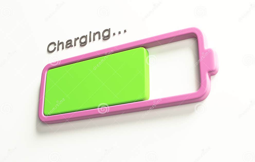 Battery Charging. Progress Bar Icon. Battery Level. 3D Render Stock ...